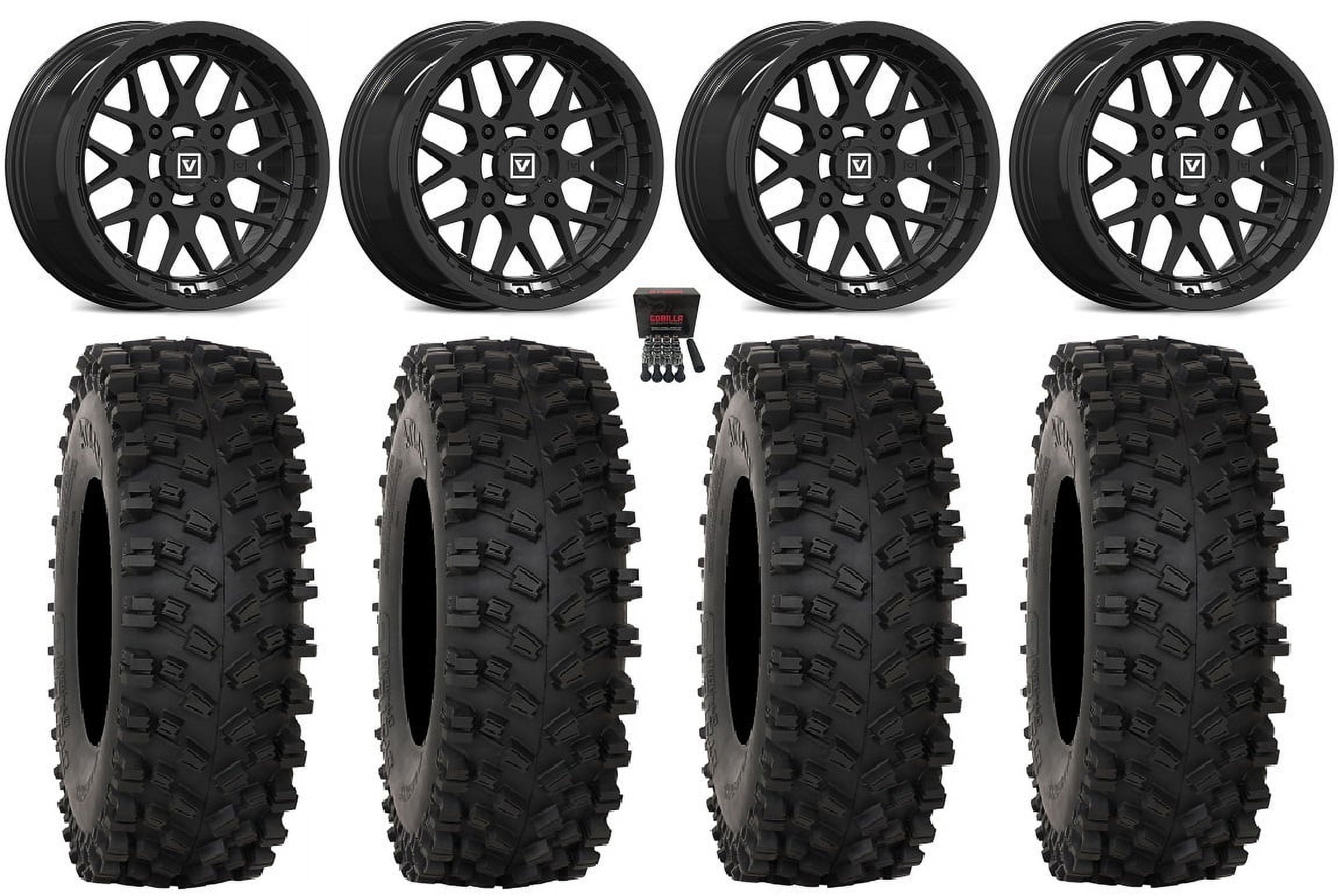 Valor V03 14" Wheels Black 30" ATX470 Tires Honda Foreman Rancher SRA ...