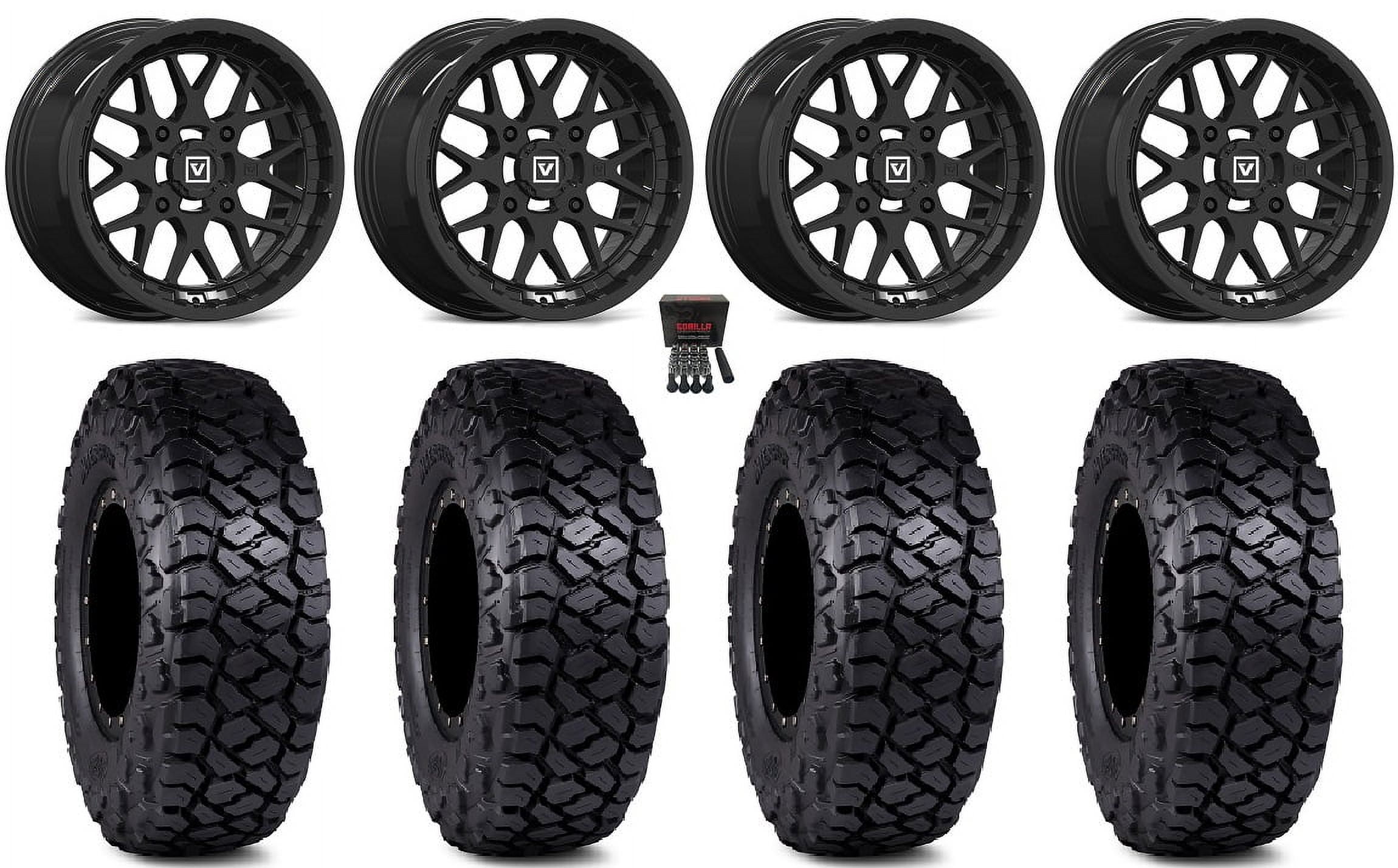 Valor V03 14" Wheels Black 30" Intersect Tires Yamaha Viking Wolverine ...