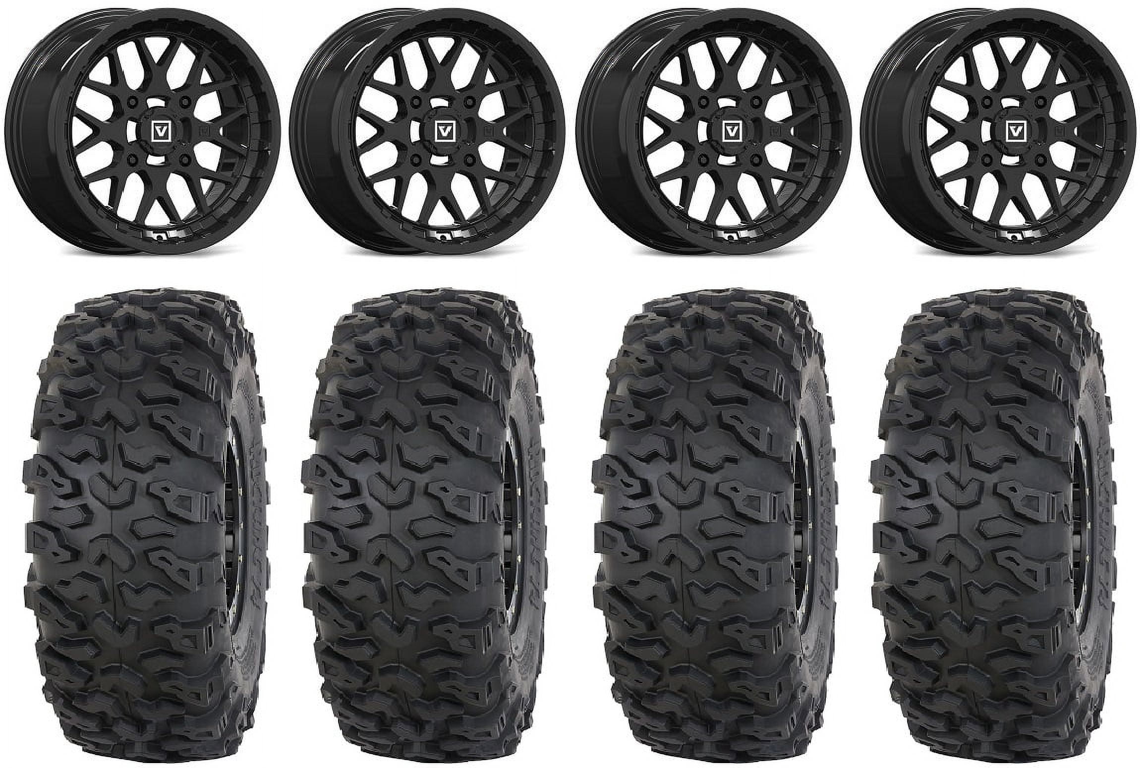 Valor V03 14" Wheels Black 32" Roctane T4 Tires Yamaha Viking Wolverine ...