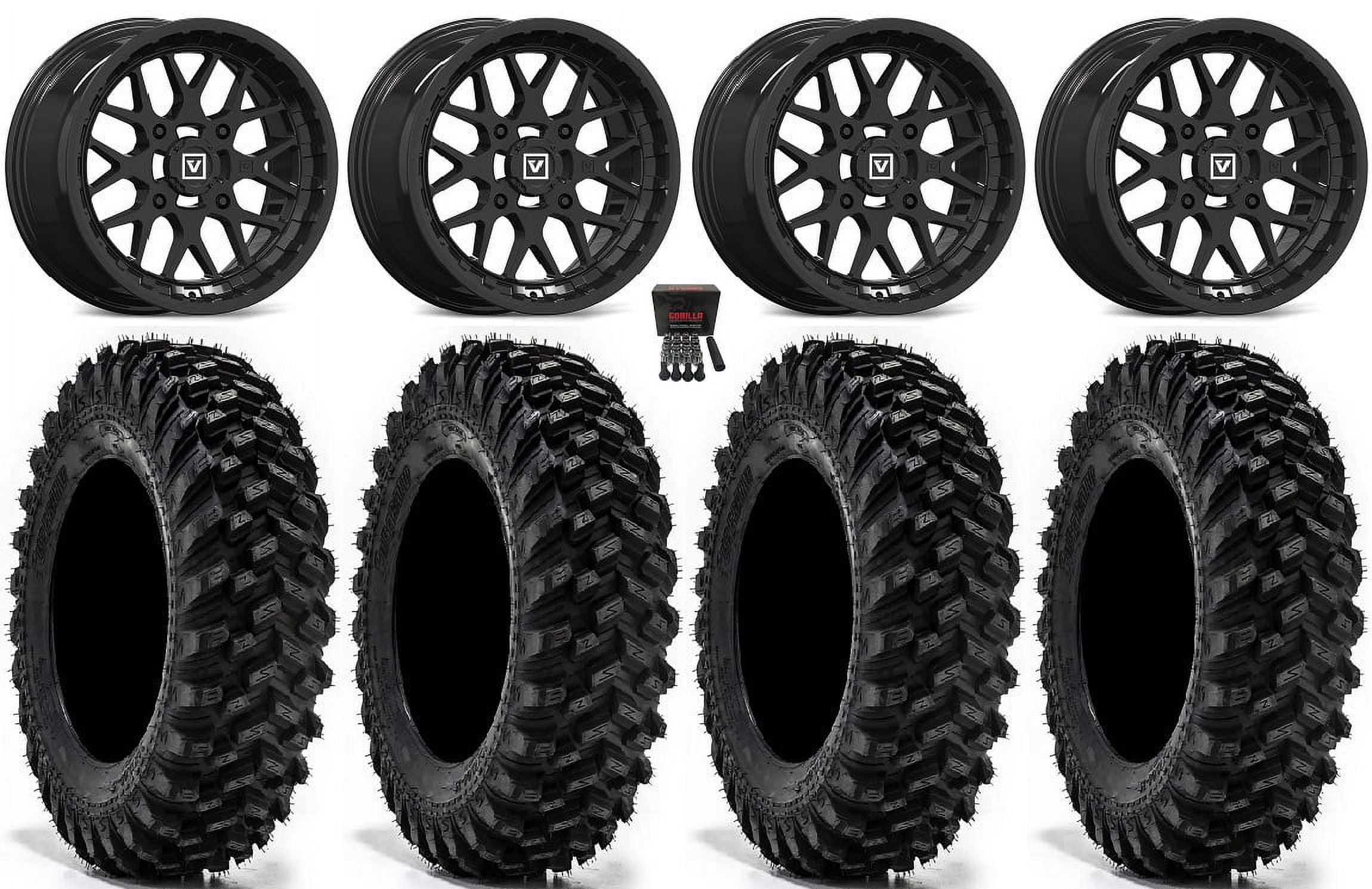 Valor V03 14" Wheels Black 34" Warrior XT Sticky Tires Can-Am Commander ...