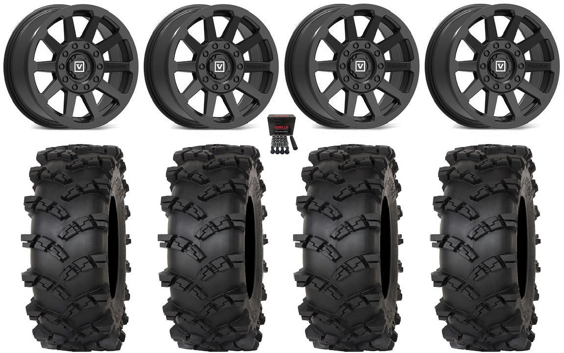 Valor V03 15" Wheels Black 32" Outlaw M/T Tires Polaris RZR XP 1000 ...