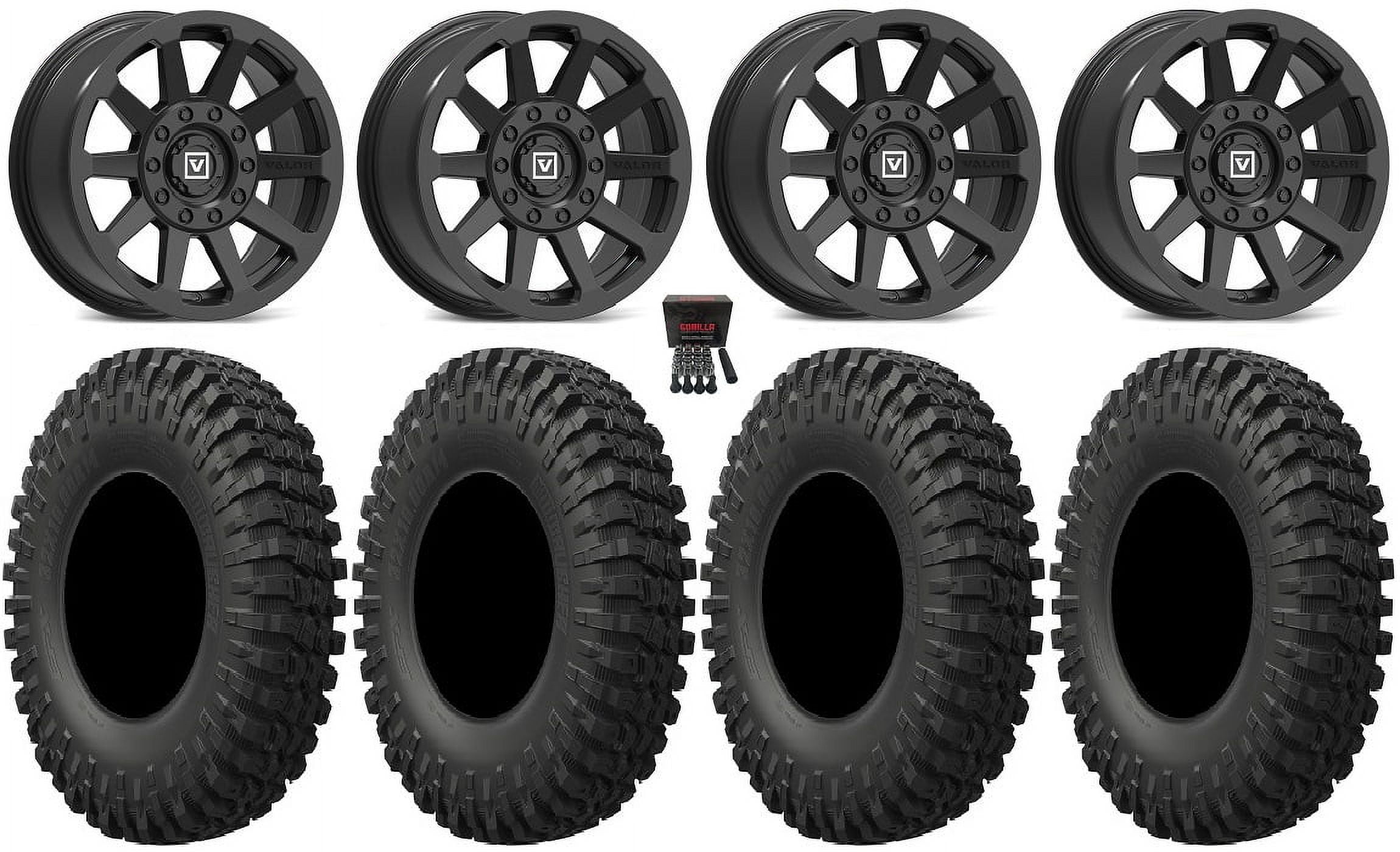Valor V03 15" Wheels Black 33" MotoCrusher Tires Can-Am Commander ...