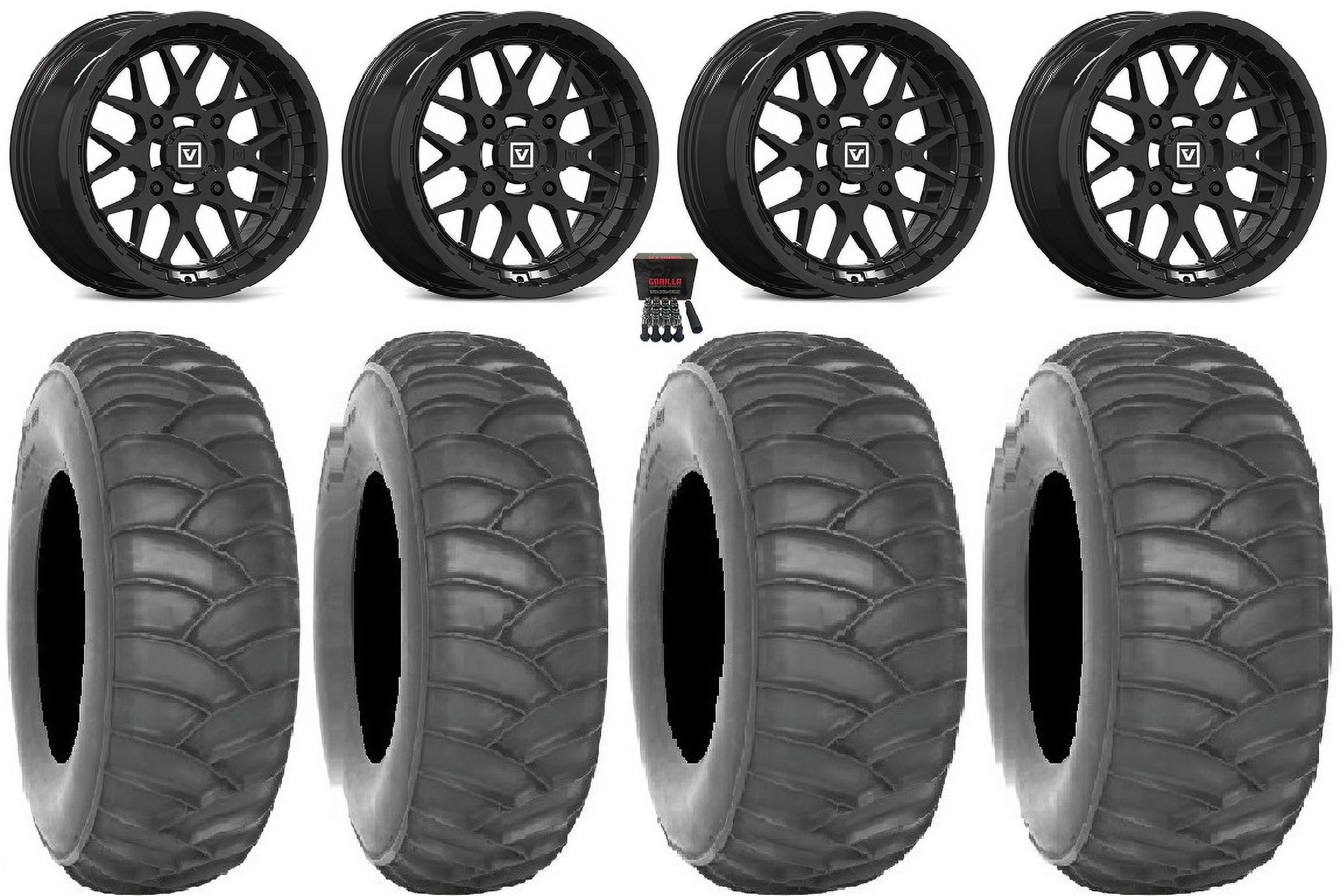 Valor V03 15x7/15x10 Wheels Black 32" SS360/HP Tires Can-Am Commander ...