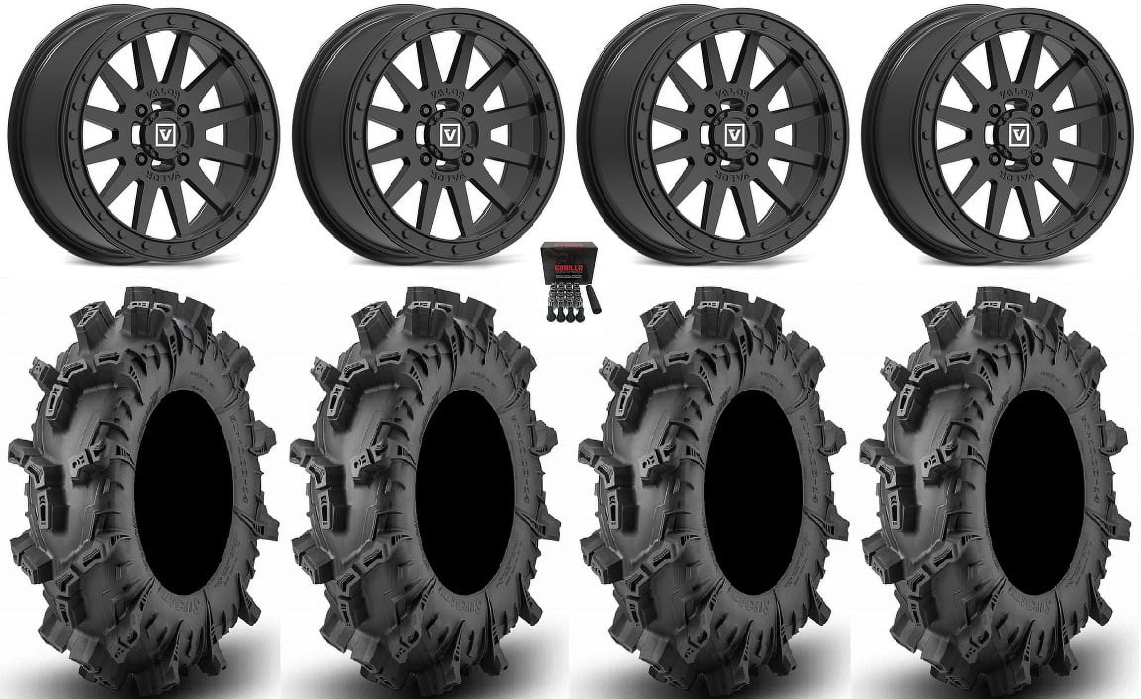 Valor V05 Beadlock 14" Wheels Black 30" Terminator Max Tires Polaris ...