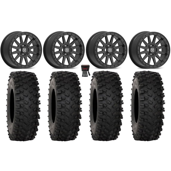 Valor V05 Beadlock 15" Wheels Black 32" ATX470 Tires Polaris RZR XP ...
