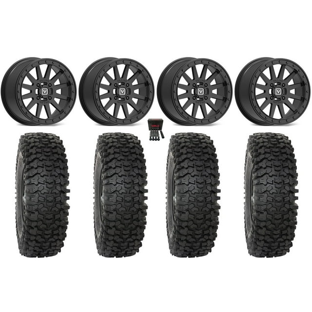 Valor V05 Beadlock 15" Wheels Black 32" RC500S Sticky Tires Kawasaki ...