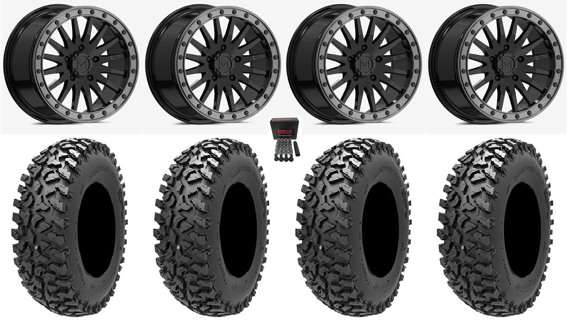 Valor V06 Bdlk 15" Wheels GB 32" Rampage Fury Tires Polaris RZR Turbo R ...