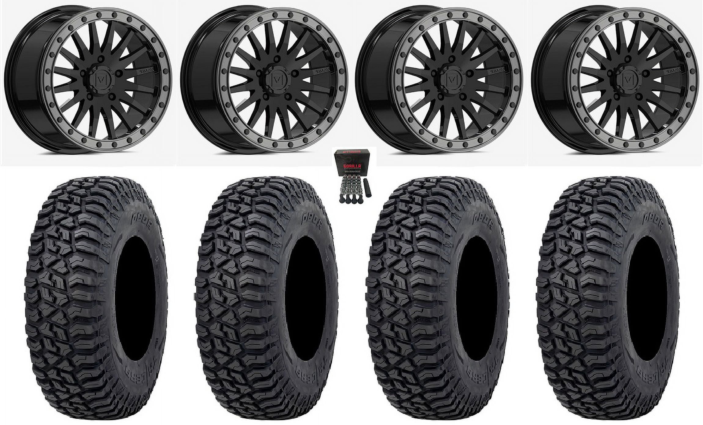 Valor V06 Bdlk 15" Wheels GB 32" Tricera Tires Polaris RZR Turbo R ...