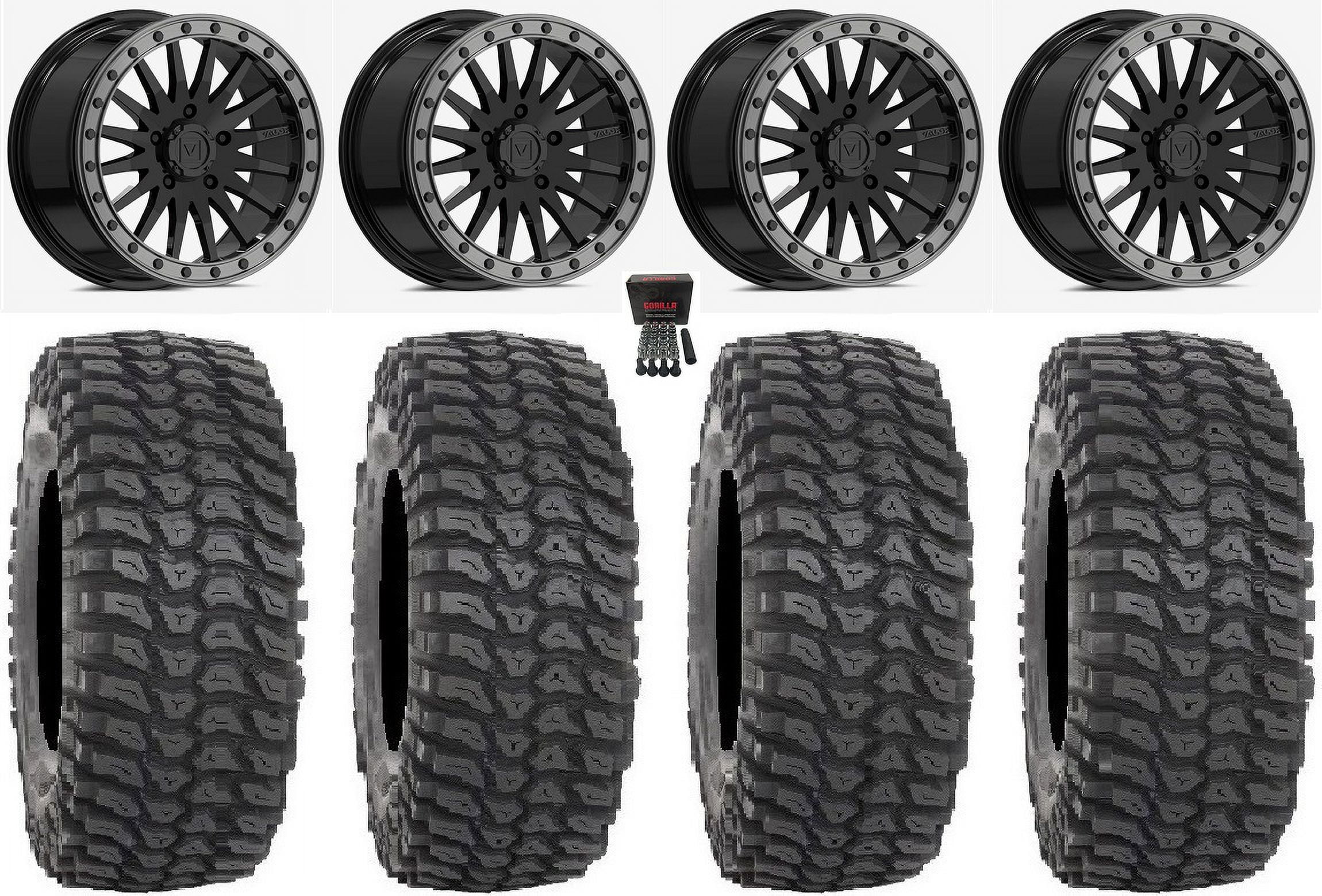 Valor V06 Bdlk 15" Wheels GB 35" XCR350 Tires Polaris RZR Turbo R & Pro ...