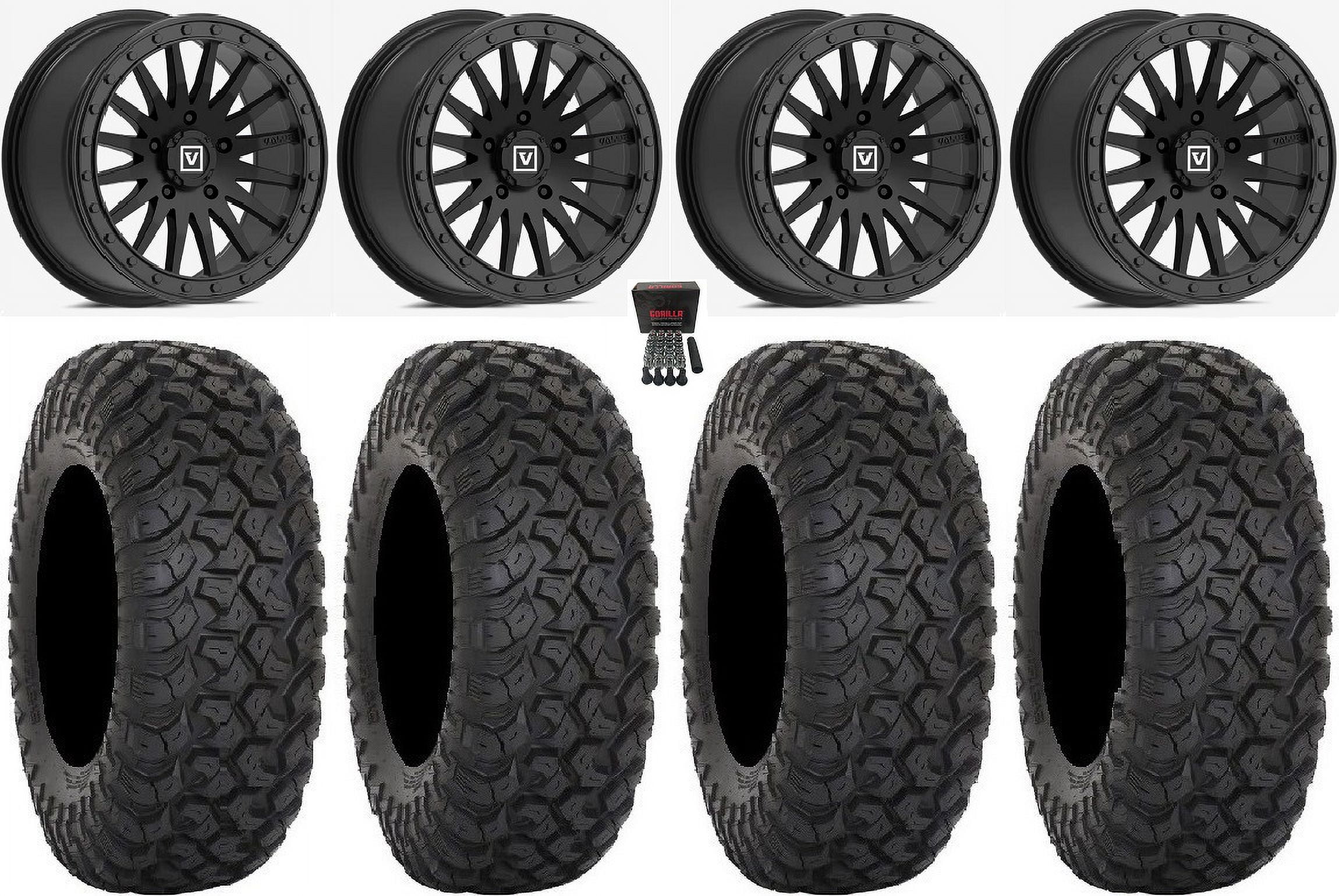 Valor V06 Bdlk 15" Wheels SB 33" RT320 Tires Polaris RZR Turbo R & Pro ...