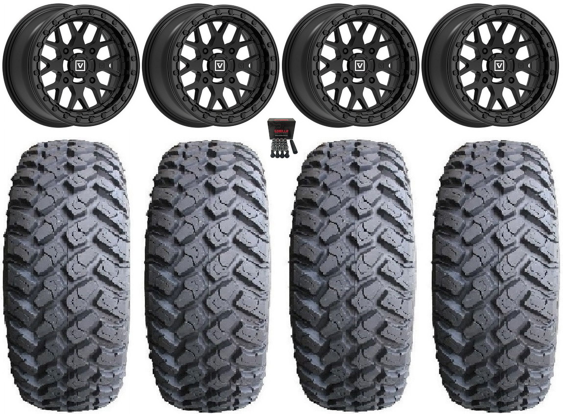 Valor V07 Beadlock 15" Wheels Black 32" MotoHammer Tires Sportsman RZR ...
