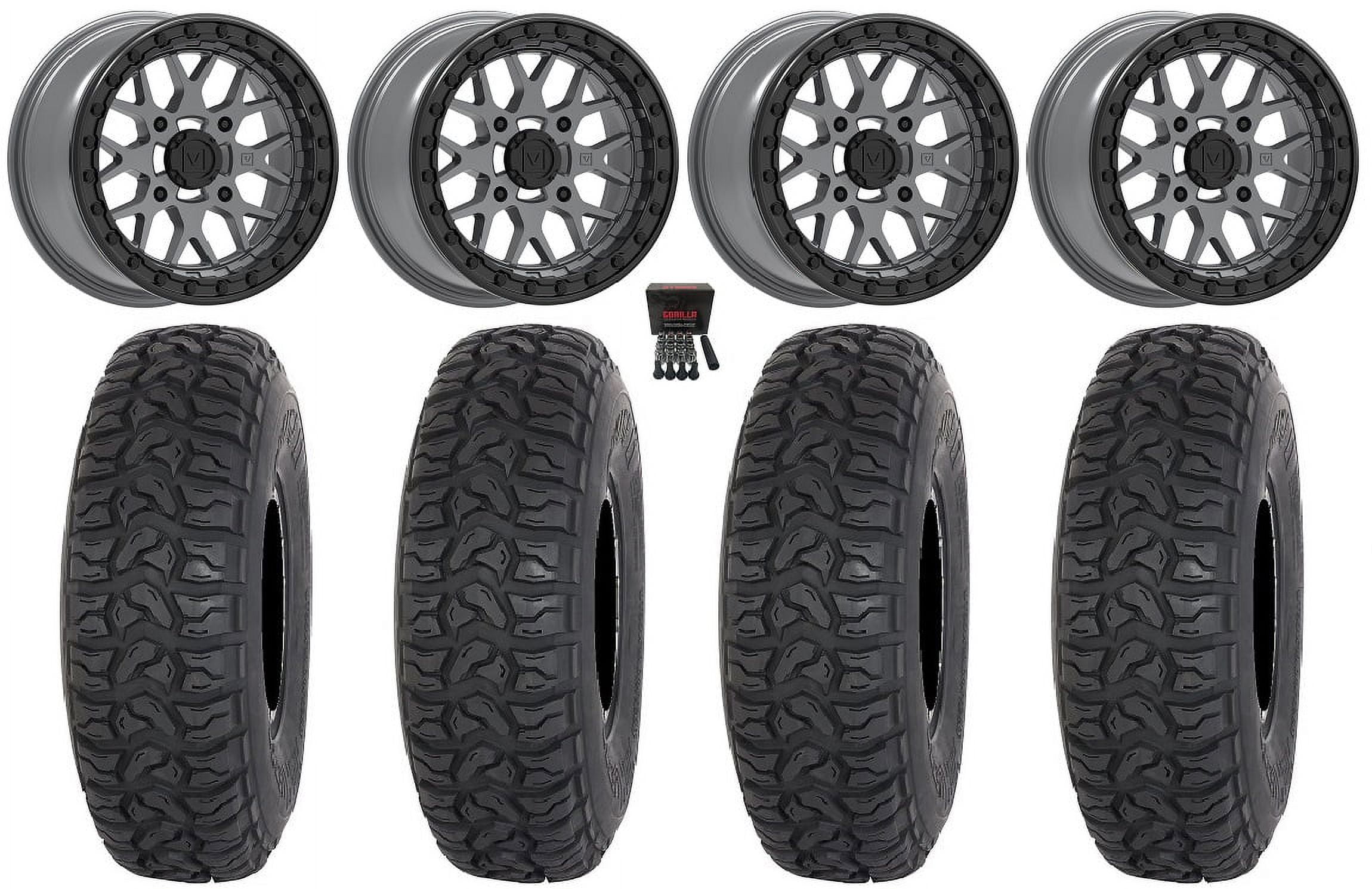 Valor V07 Beadlock 15" Wheels Gr 35" Chicane LT Tires Kawasaki Mule Pro ...