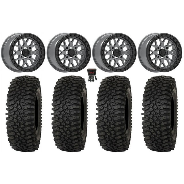Valor V07 Beadlock 15" Wheels Gr 35" Roctane STX Tires Kawasaki Mule ...