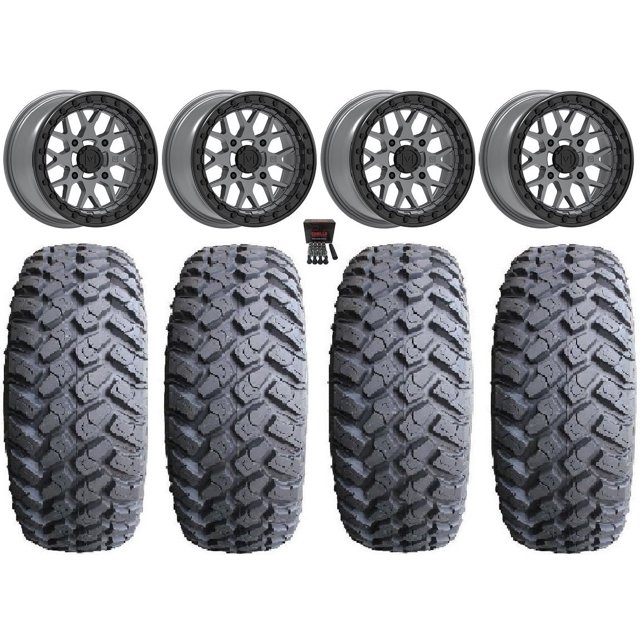 Valor V07 Beadlock 15" Wheels Graphite 30" MotoHammer Tires Sportsman ...