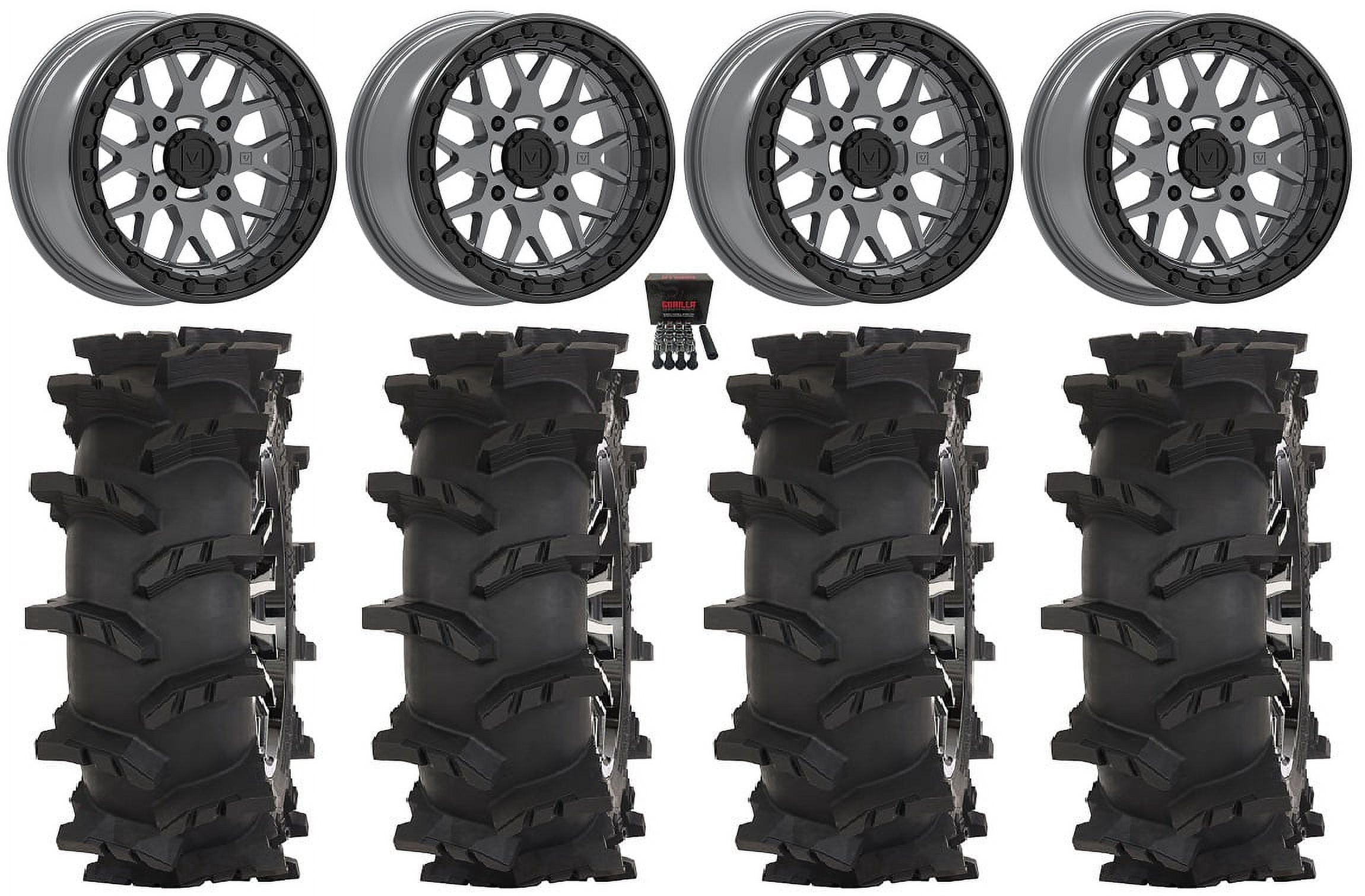Valor V07 Beadlock 15" Wheels Graphite 32" Outlaw Max Tires Polaris RZR ...
