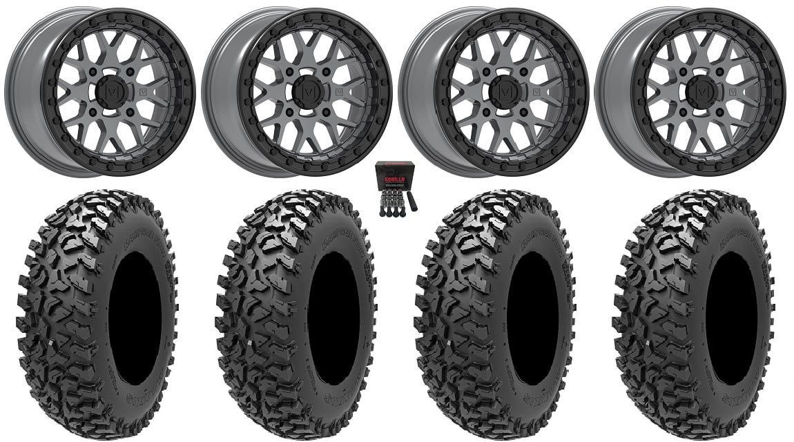 Valor V07 Beadlock 15" Wheels Graphite 32" Rampage Fury Tires Polaris ...