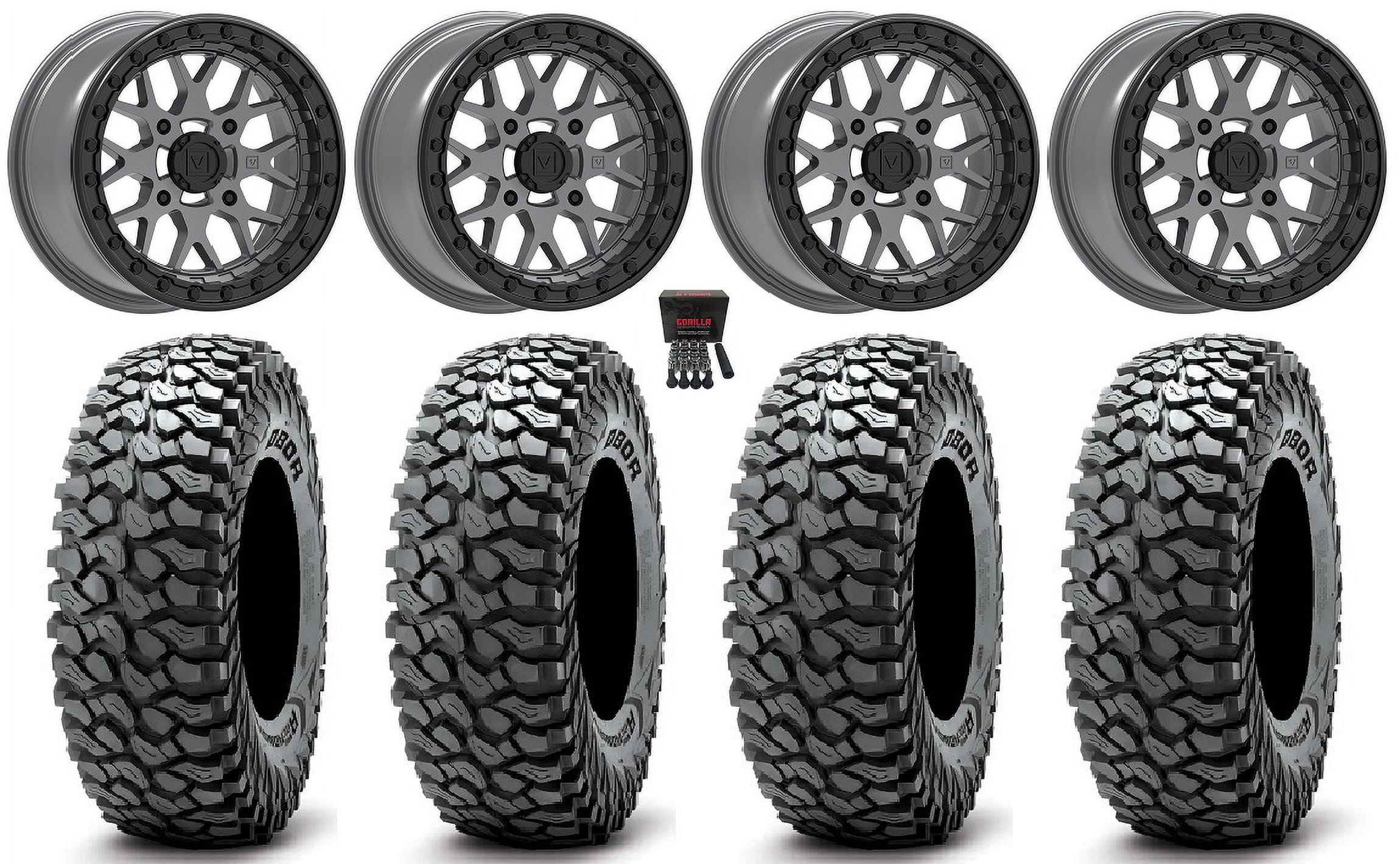 Valor V07 Beadlock 15" Wheels Graphite 35" RocScraper Tires Can-Am ...