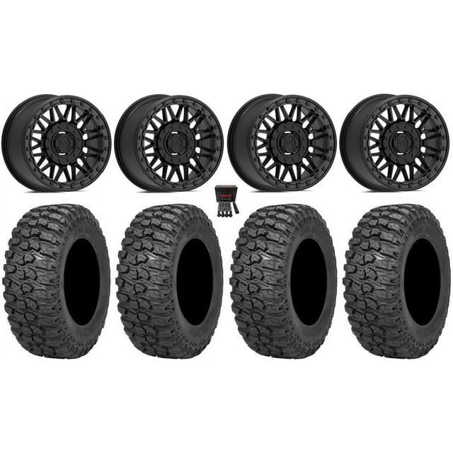 Valor V08 Beadlock 15" Wheels Black 32" Trail Saw RT Tires Kawasaki ...