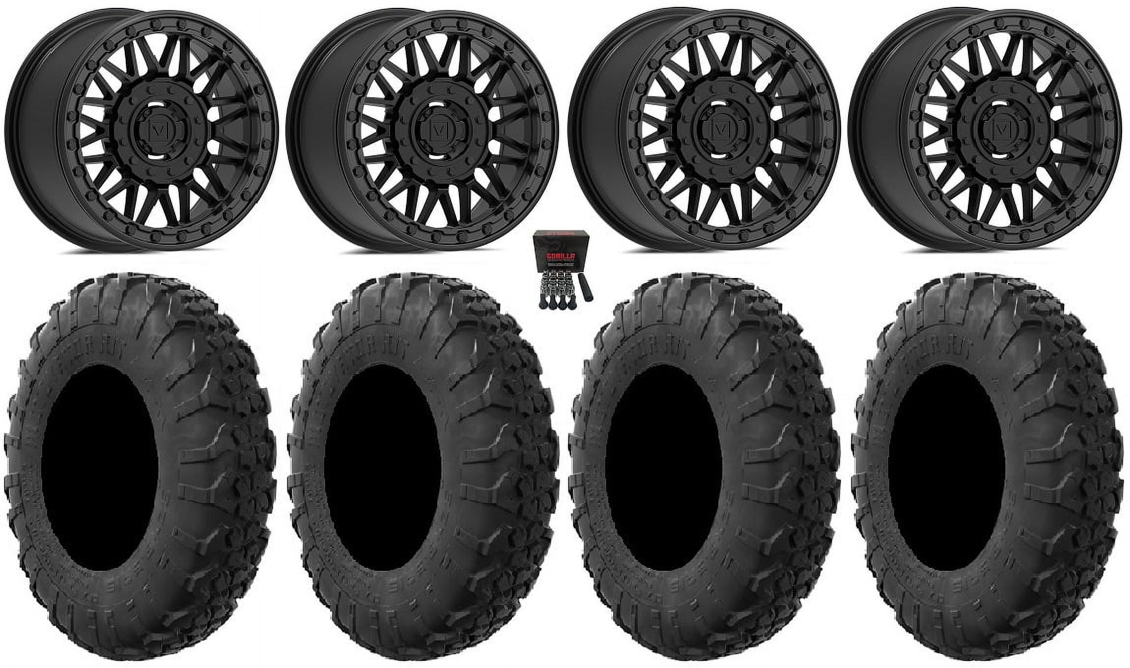 Valor V08 Beadlock 15" Wheels Black 33" MotoVator R/T Tires Can-Am ...