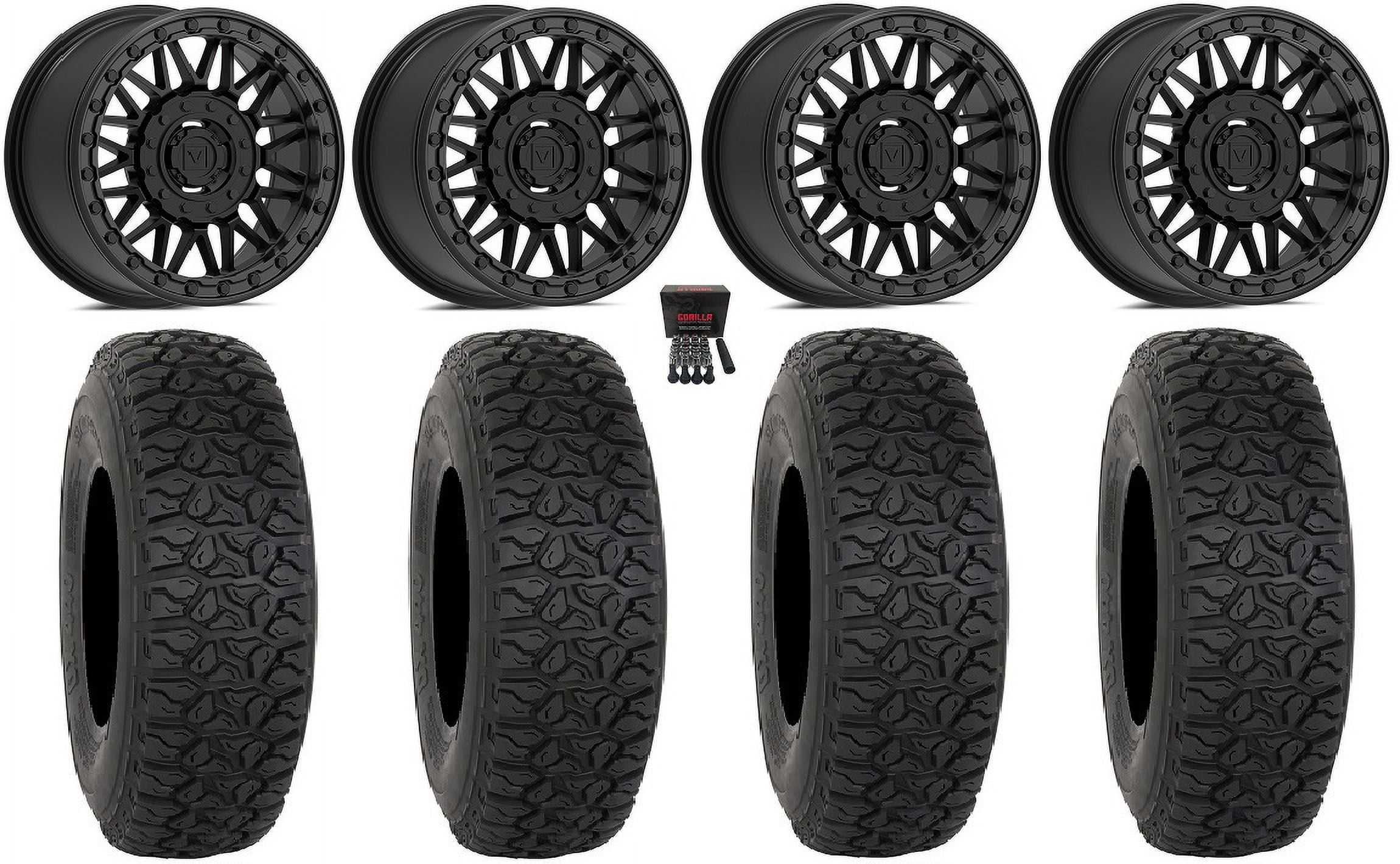 Valor V08 Beadlock 15" Wheels Black 35" DX440 Tires Can-Am Maverick X3 ...