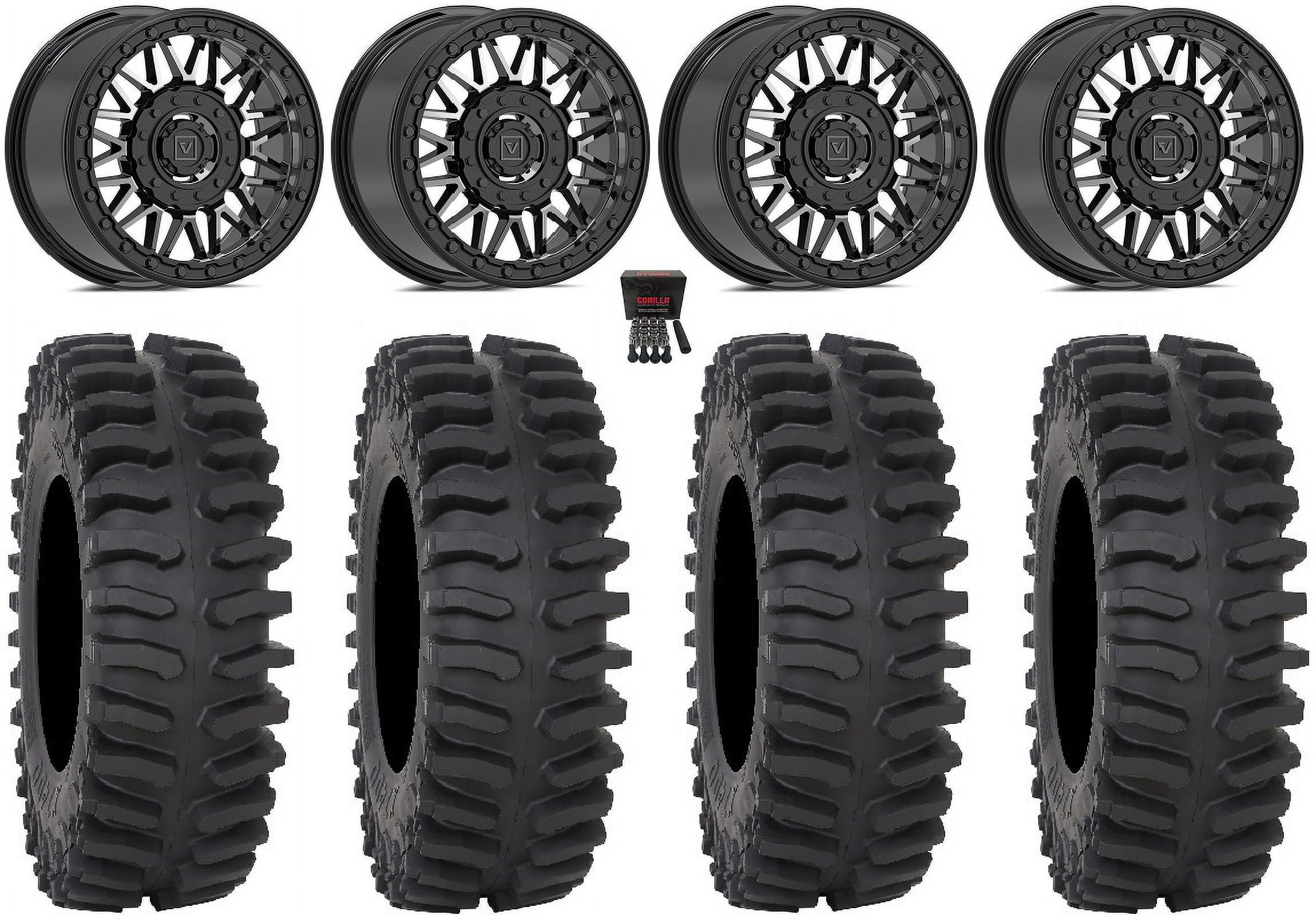 Valor V08 Beadlock 15" Wheels Dark Tint 32" XT400 Tires Can-Am Maverick ...