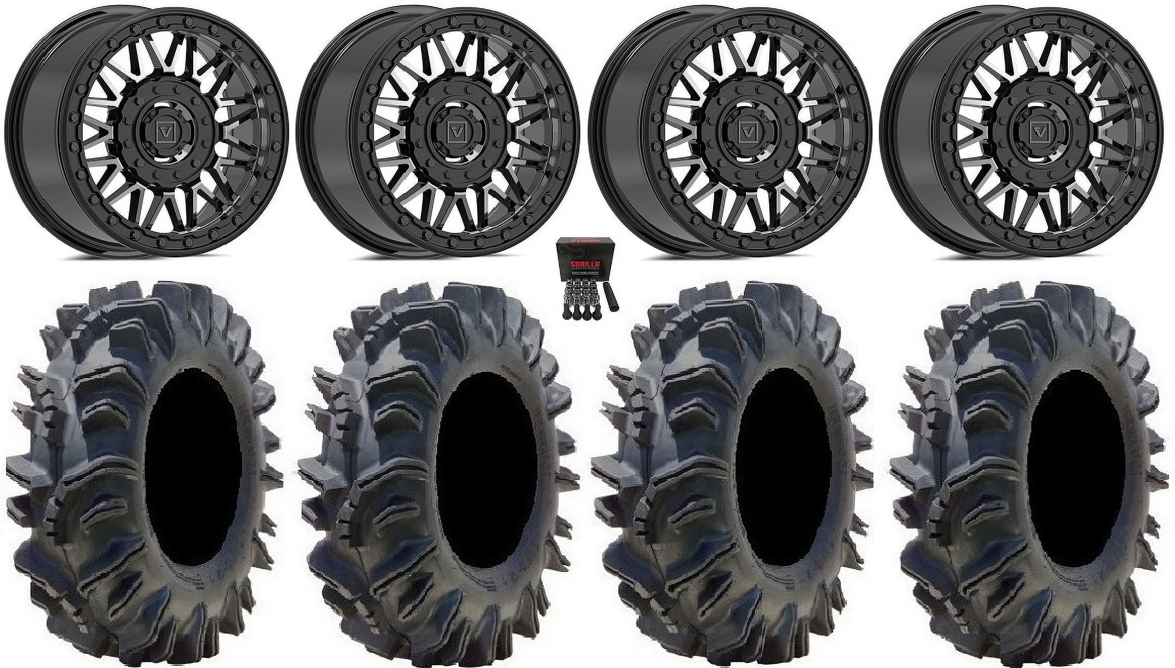 Valor V08 Beadlock 15" Wheels Dark Tint 34" Terminator Tires Can-Am ...