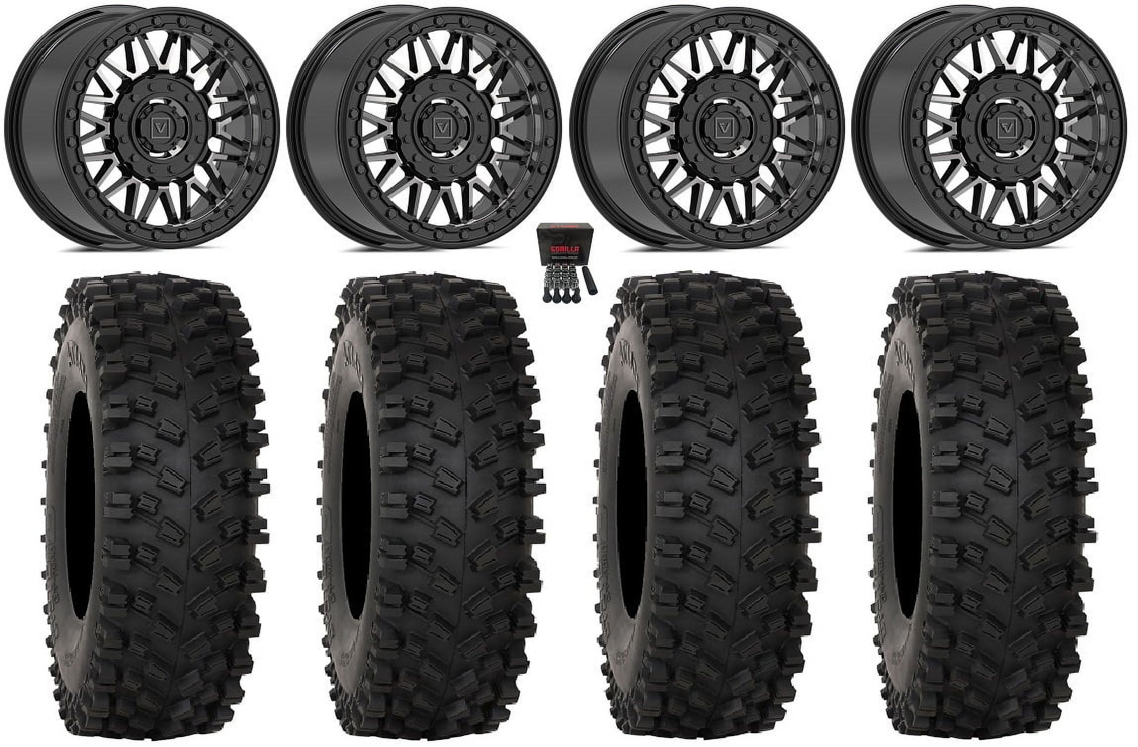Valor V08 Beadlock 15" Wheels Dark Tint 35" ATX470 Tires Polaris RZR XP ...