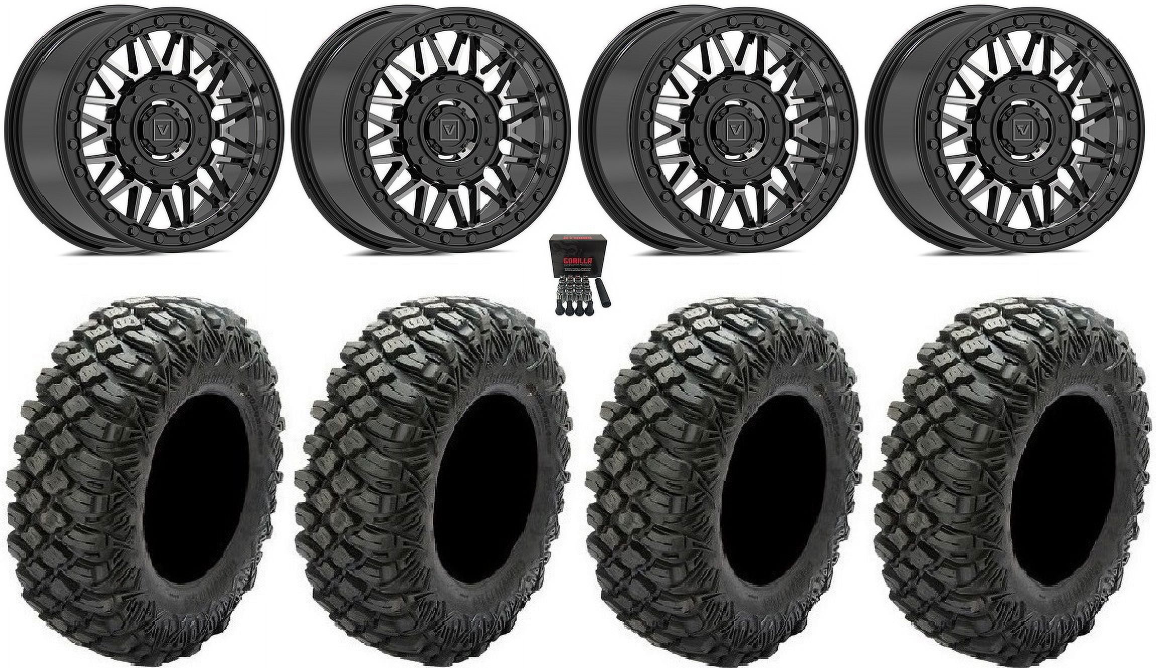Valor V08 Beadlock 15" Wheels Dark Tint 35" Crawler XG Tires Polaris ...