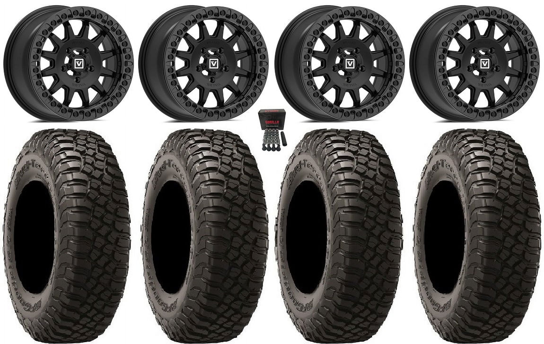 Valor V09 Beadlock 15" Wheels Black 32" BFG KM3 Tires Polaris RZR Turbo ...