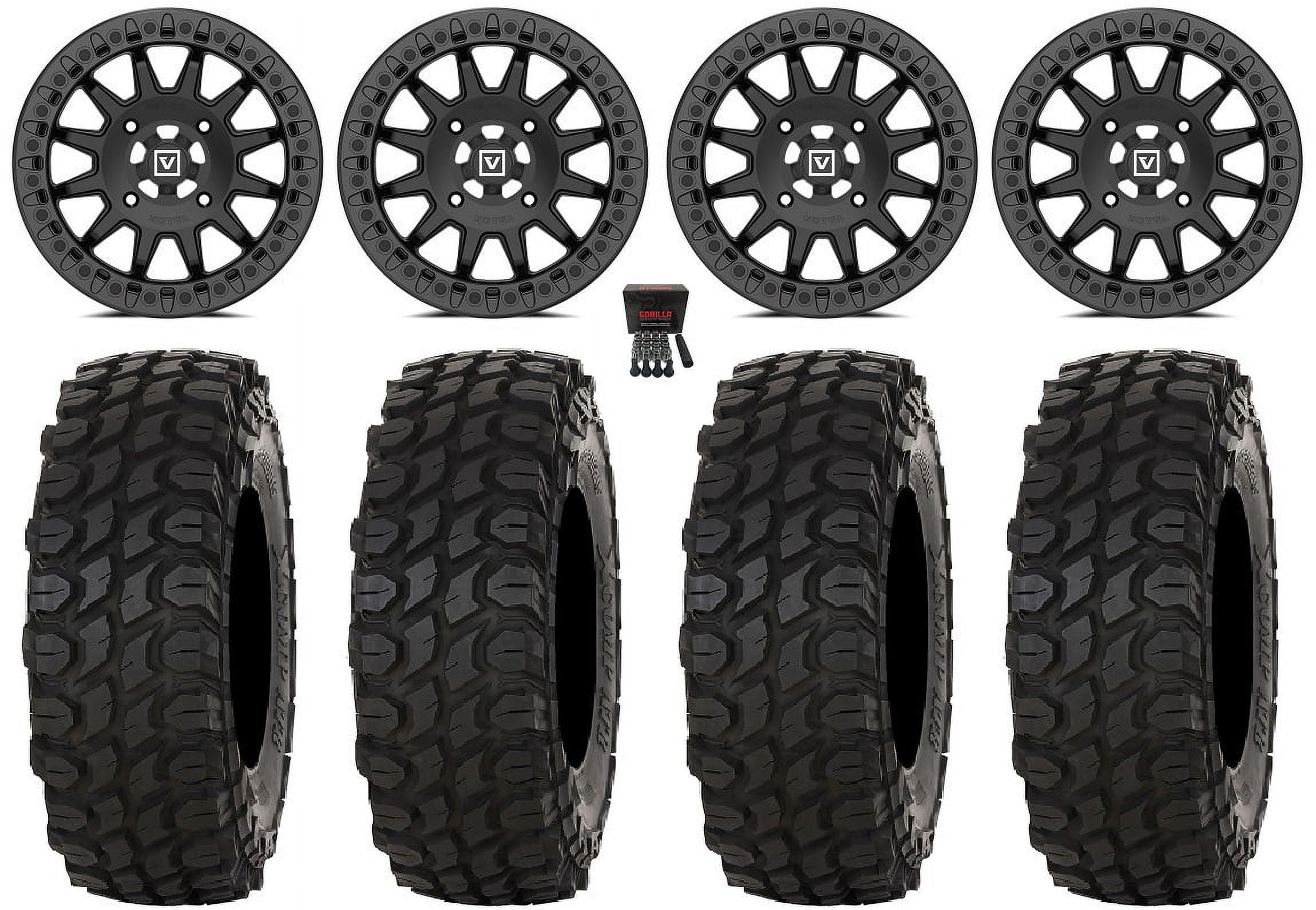 Valor V09 Beadlock 15" Wheels Black 32" XComp ATR Tires Can-Am Maverick ...
