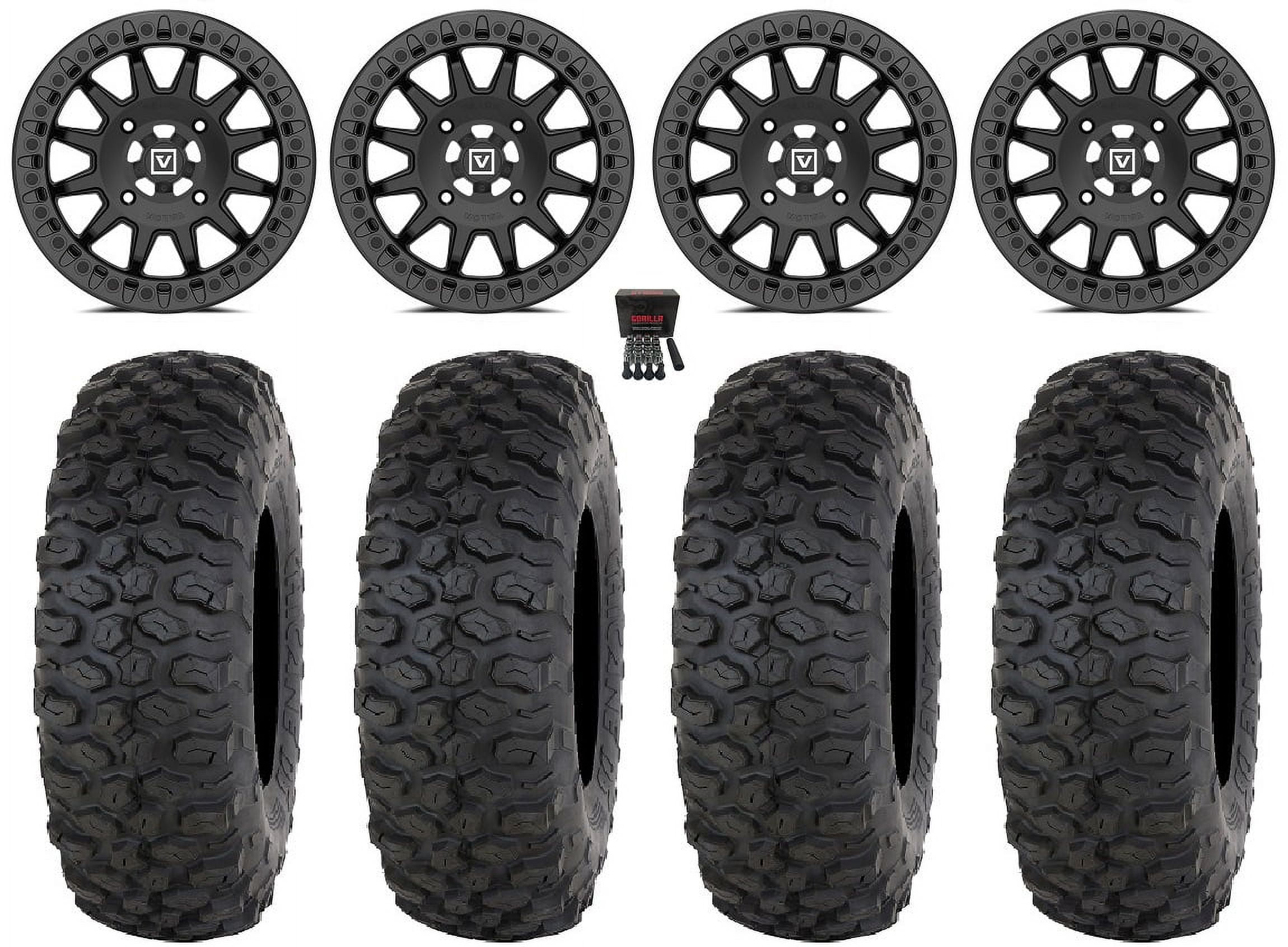 Valor V09 Beadlock 15" Wheels Black 33" Chicane DS Tires Polaris RZR XP ...
