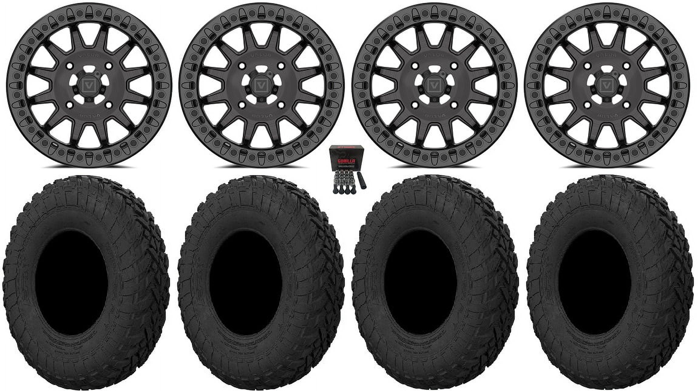 Valor V09 Beadlock 15" Wheels Charcoal 32" Gripper R/T Tires Can-Am Commander Maverick Renegade ...