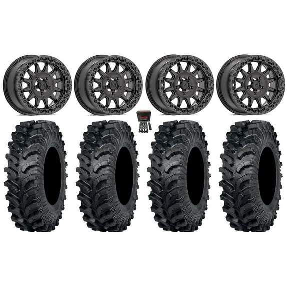 Valor V09 Beadlock 15" Wheels Charcoal 32" MT911 Tires Polaris RZR ...