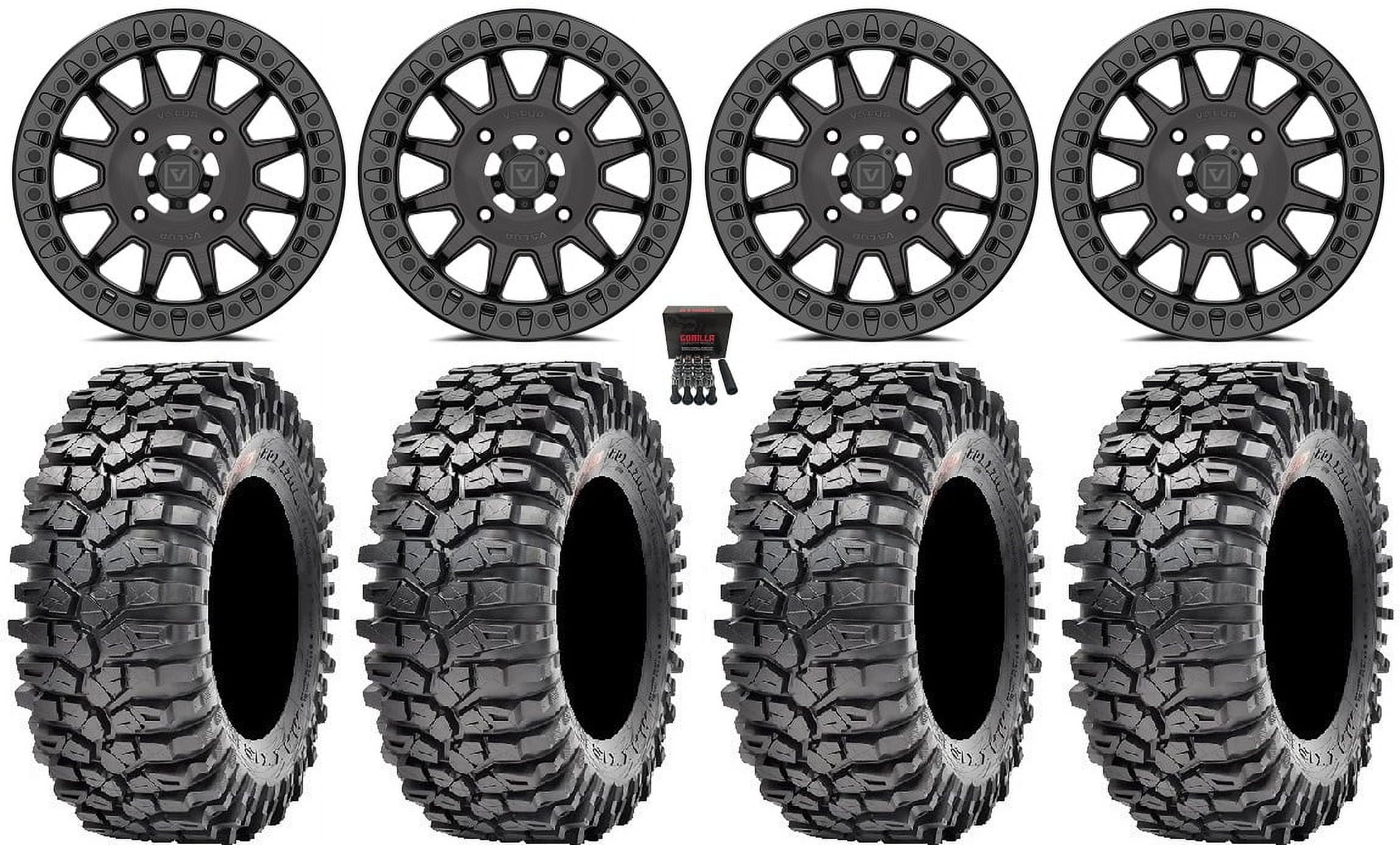 Valor V09 Beadlock 15" Wheels Charcoal 32" Roxxzilla Tires Can-Am Maverick X3 / Honda Pioneer ...