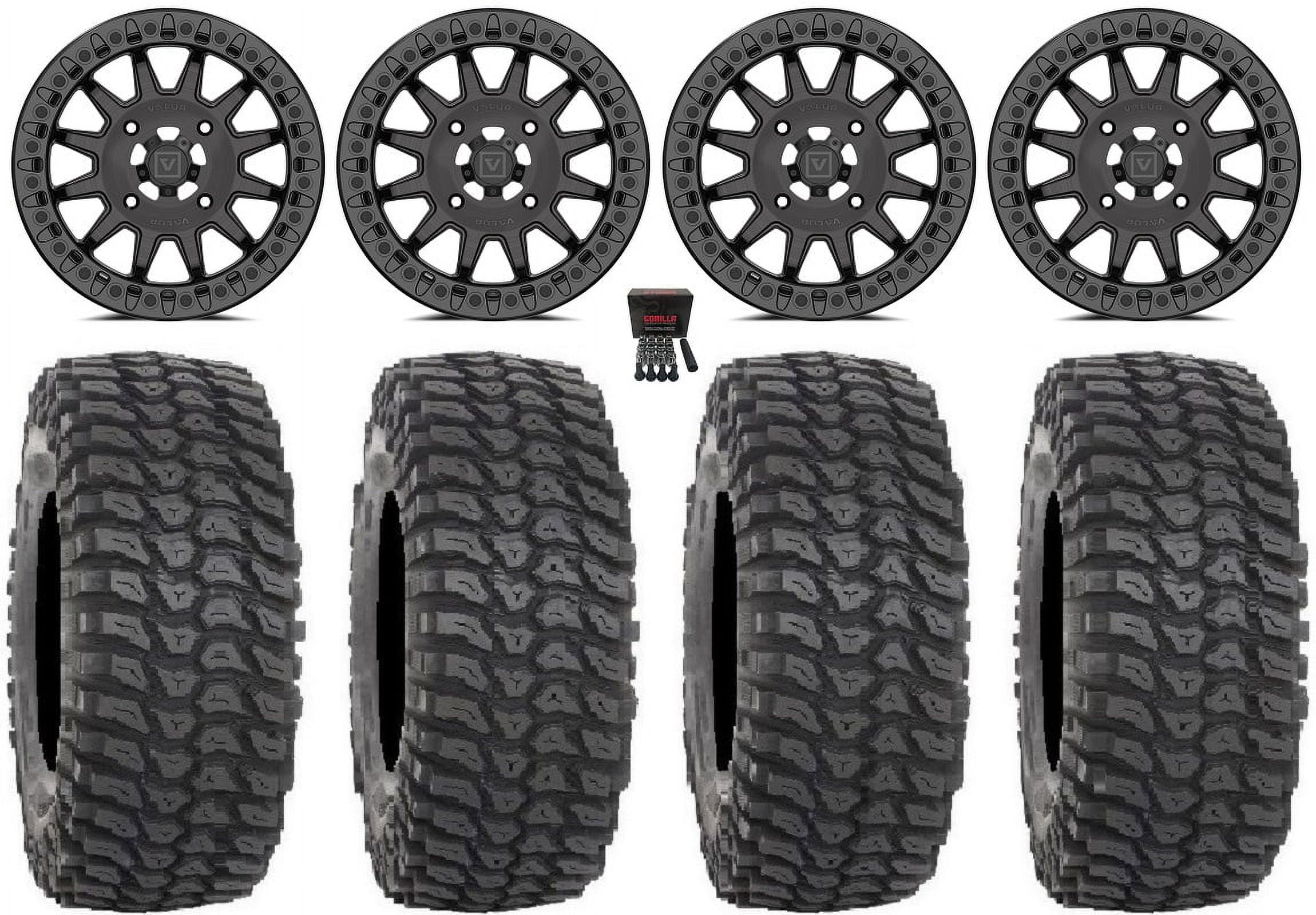 Valor V09 Beadlock 15" Wheels Charcoal 32" XCR350 Tires Sportsman RZR ...