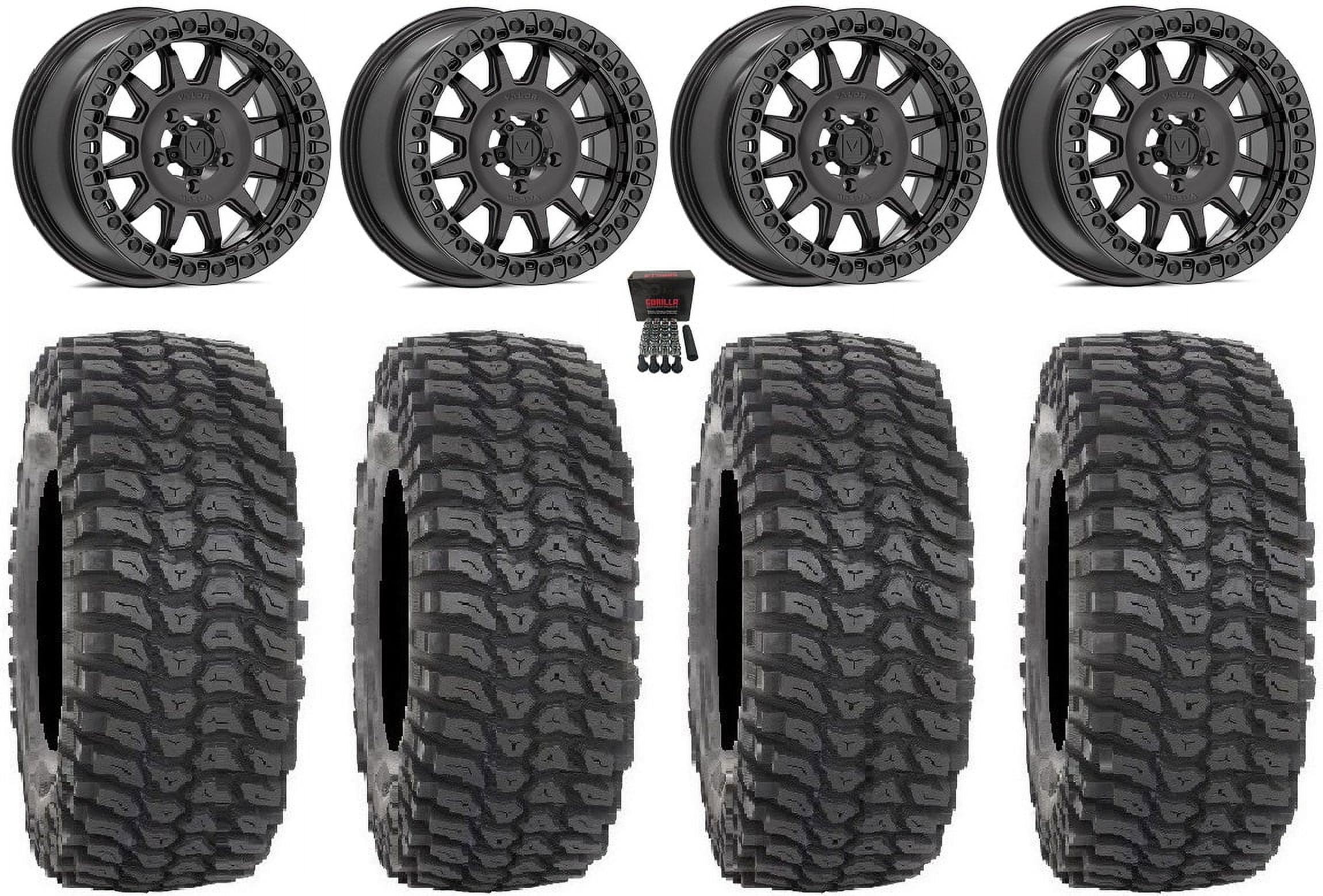 Valor V09 Beadlock 15" Wheels Charcoal 33" XCR350 Tires Polaris RZR ...