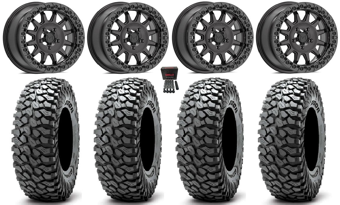 Valor V09 Beadlock 15" Wheels Charcoal 37" RocScraper Tires Polaris RZR ...