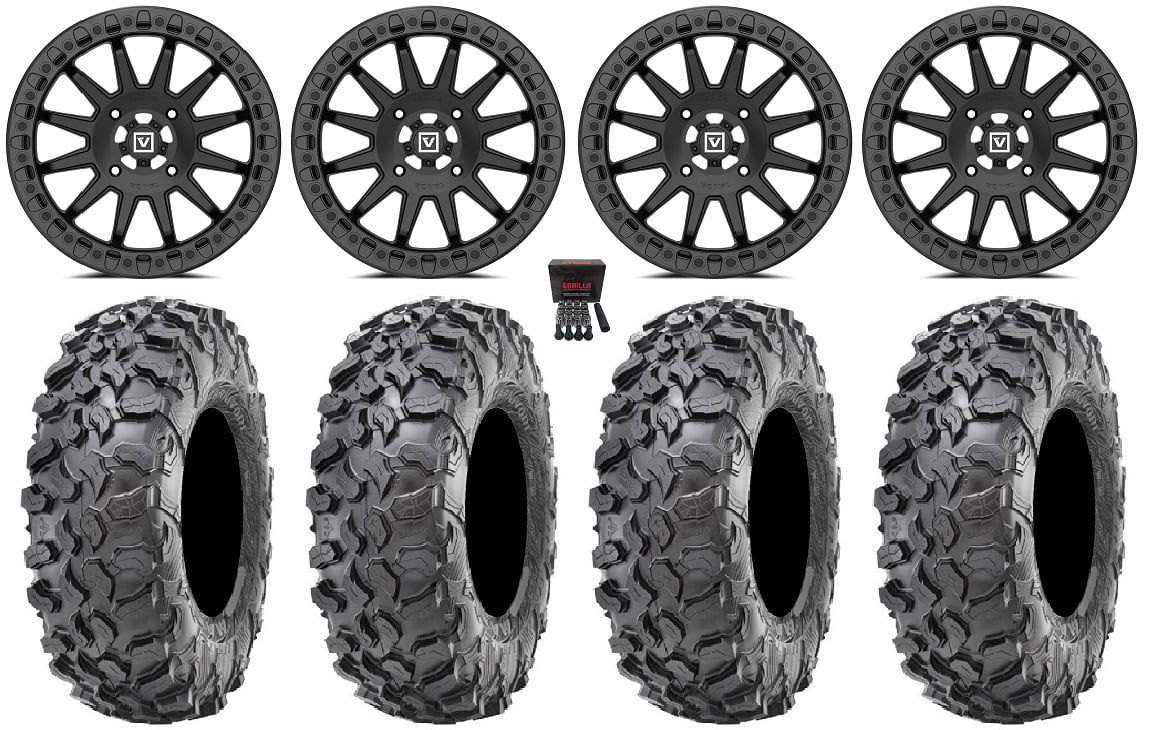 Valor V09 Beadlock 17" Wheels Black 37" Carnivore Tires Can-Am Maverick ...