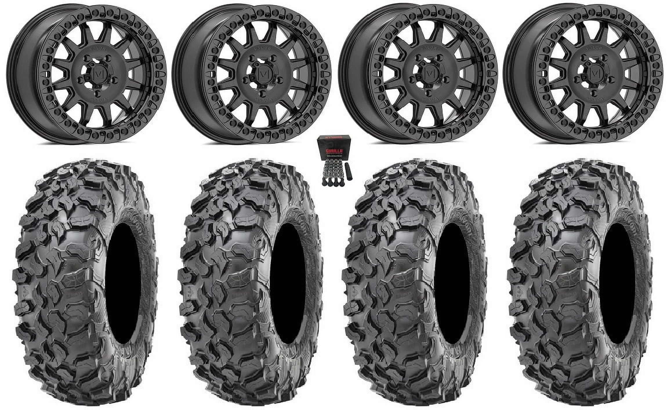 Valor V09 Beadlock 17" Wheels Charcoal 35" Carnivore Tires Polaris RZR ...