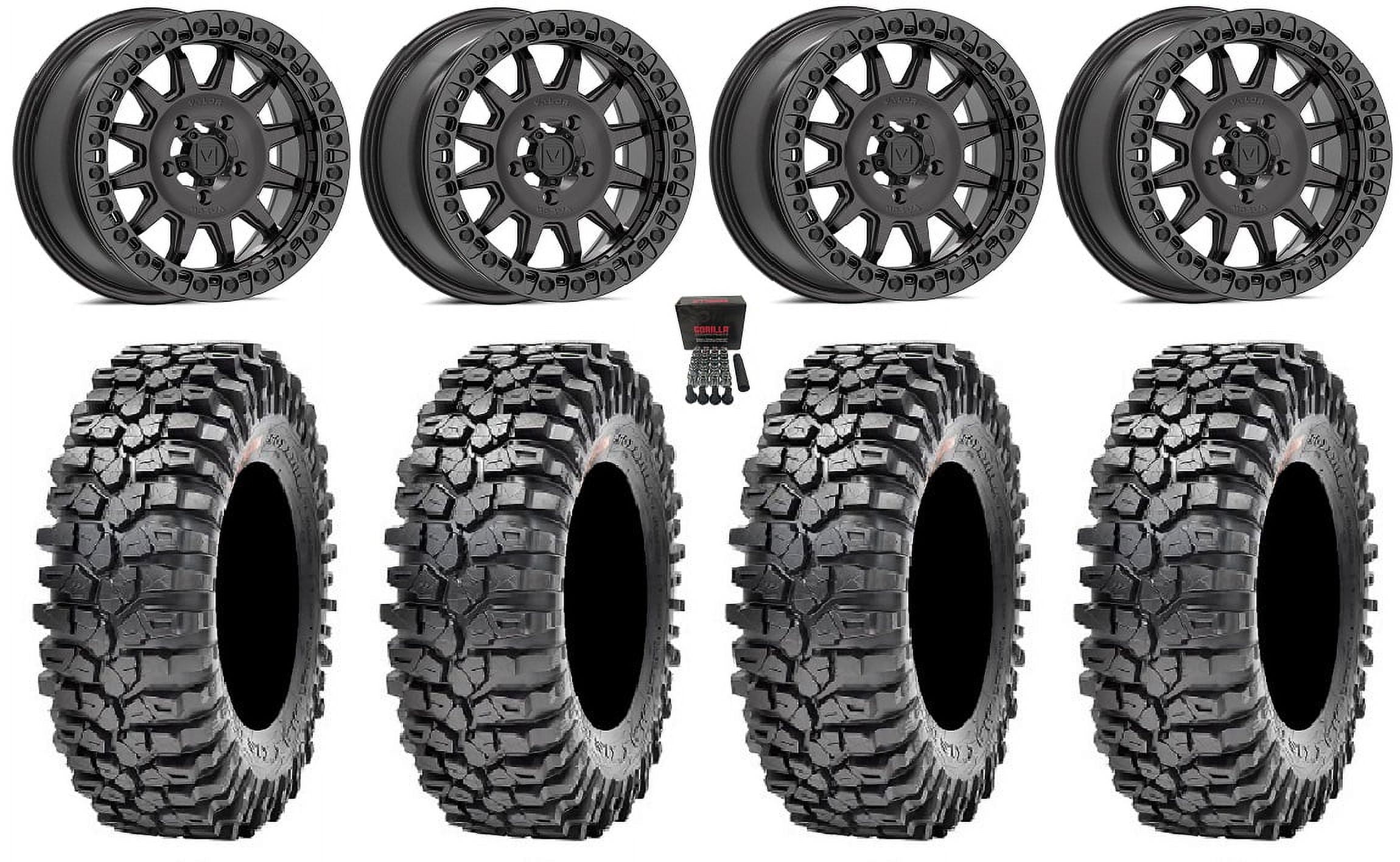 Valor V09 Beadlock 17" Wheels Charcoal 37" Roxxzilla Tires Polaris RZR ...