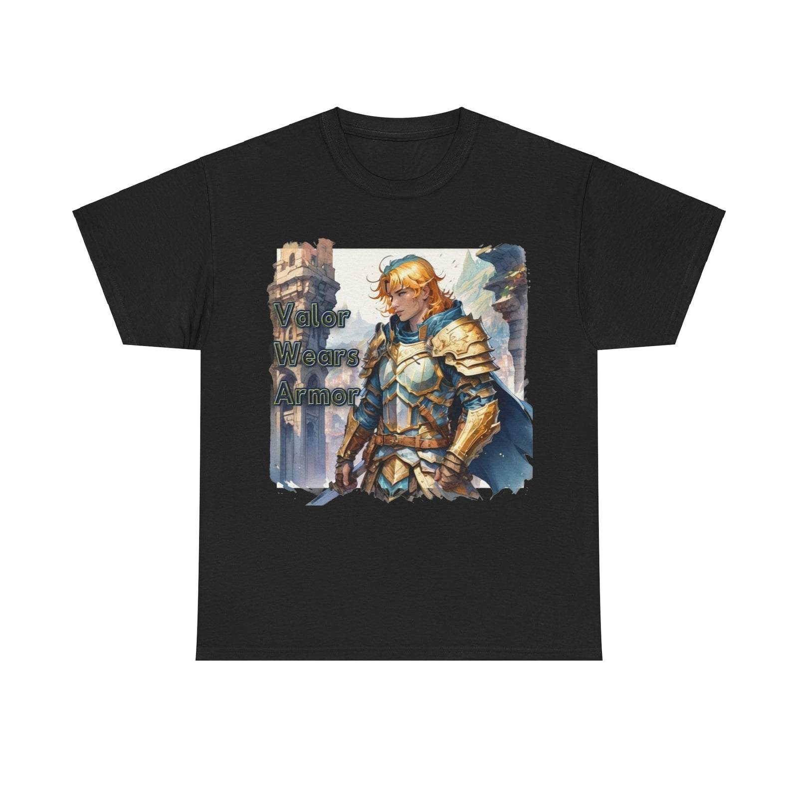 Valor Wears Armor Blond Knight Gold Blue Armor RPG Fantasy DnD Quest T ...