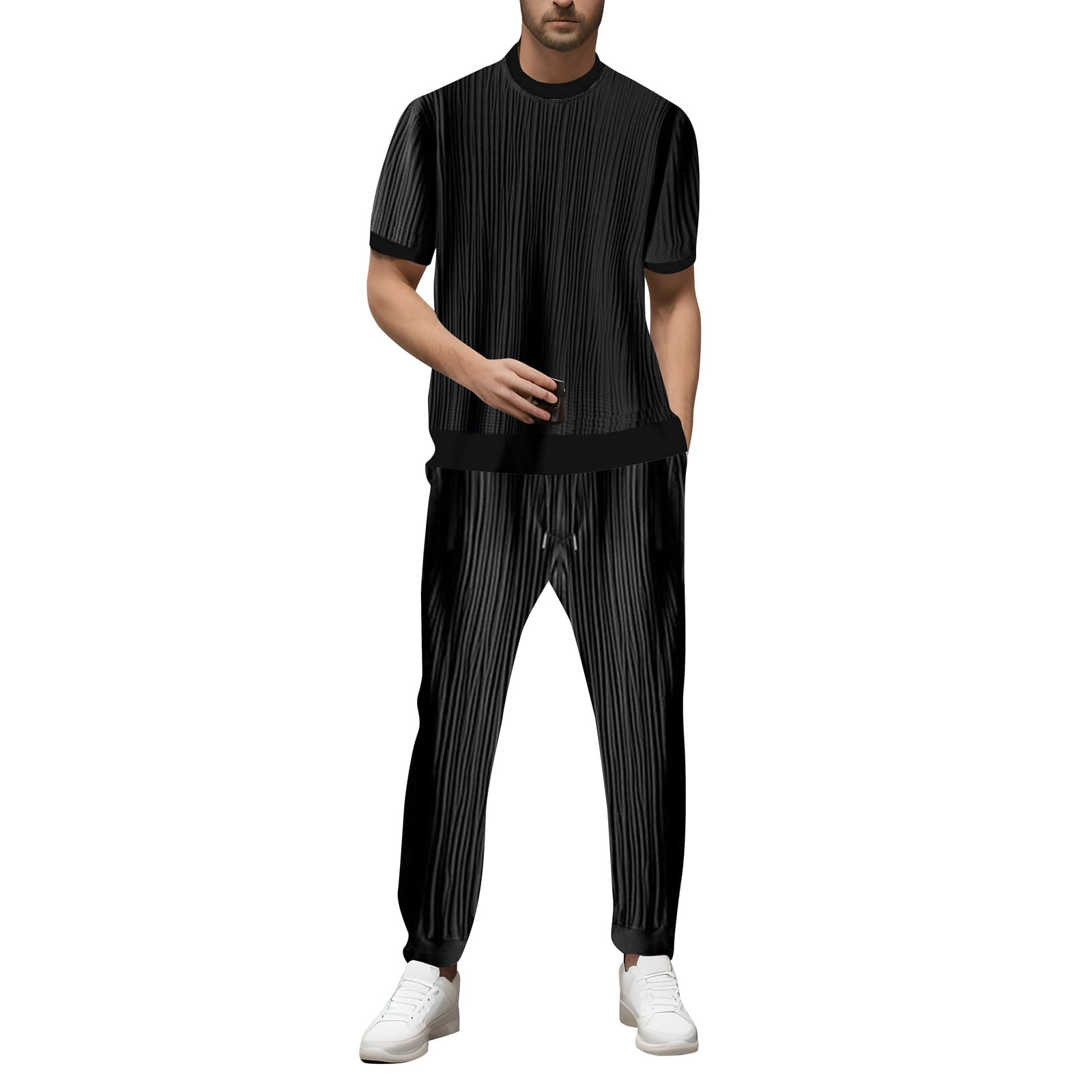 Valora Men Fahion Outfit Men's Suit Set Summer Comfort Ice Silk Short ...