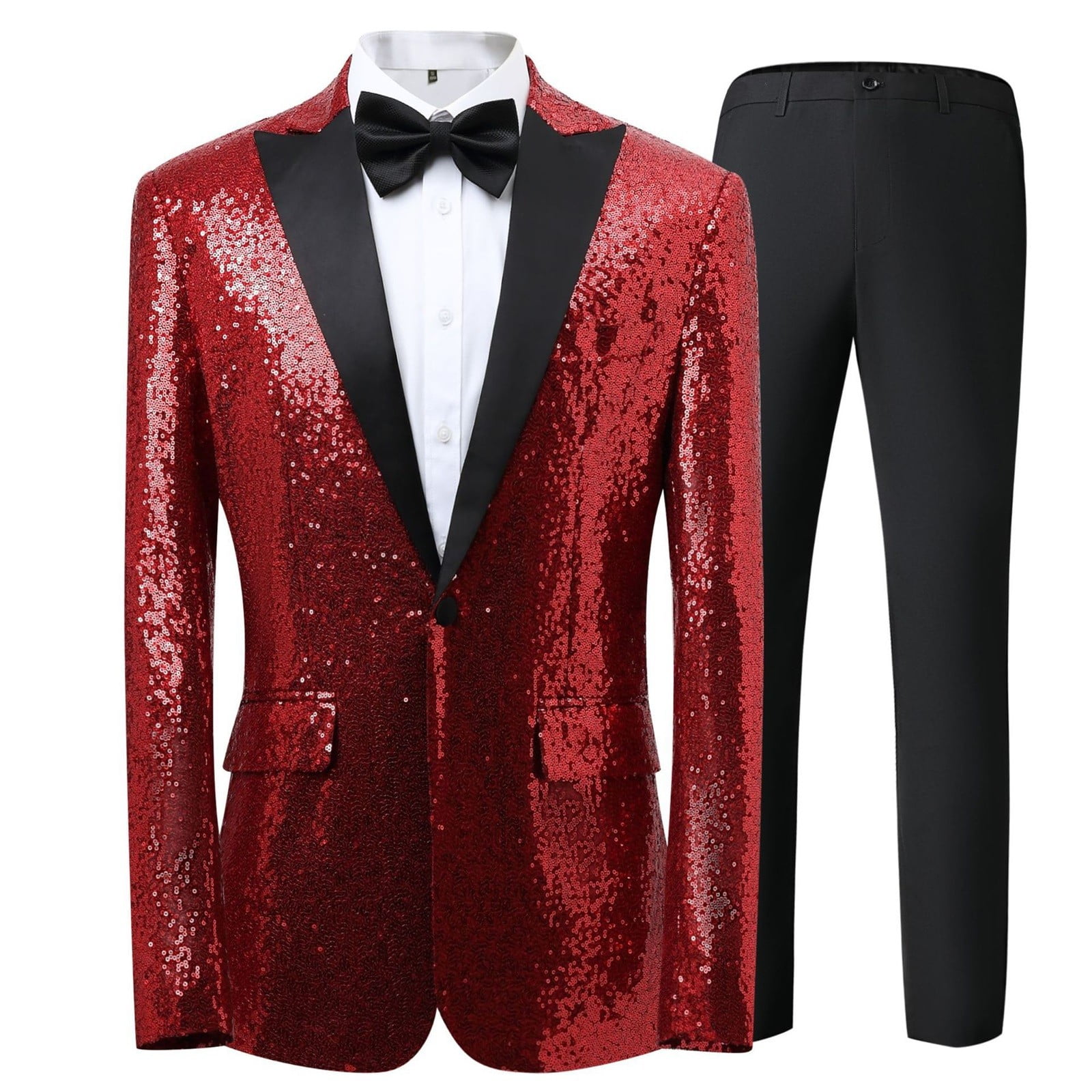Valora Men's Sequined Jacket Pants Suit Tuxedo for Party and Wedding ...