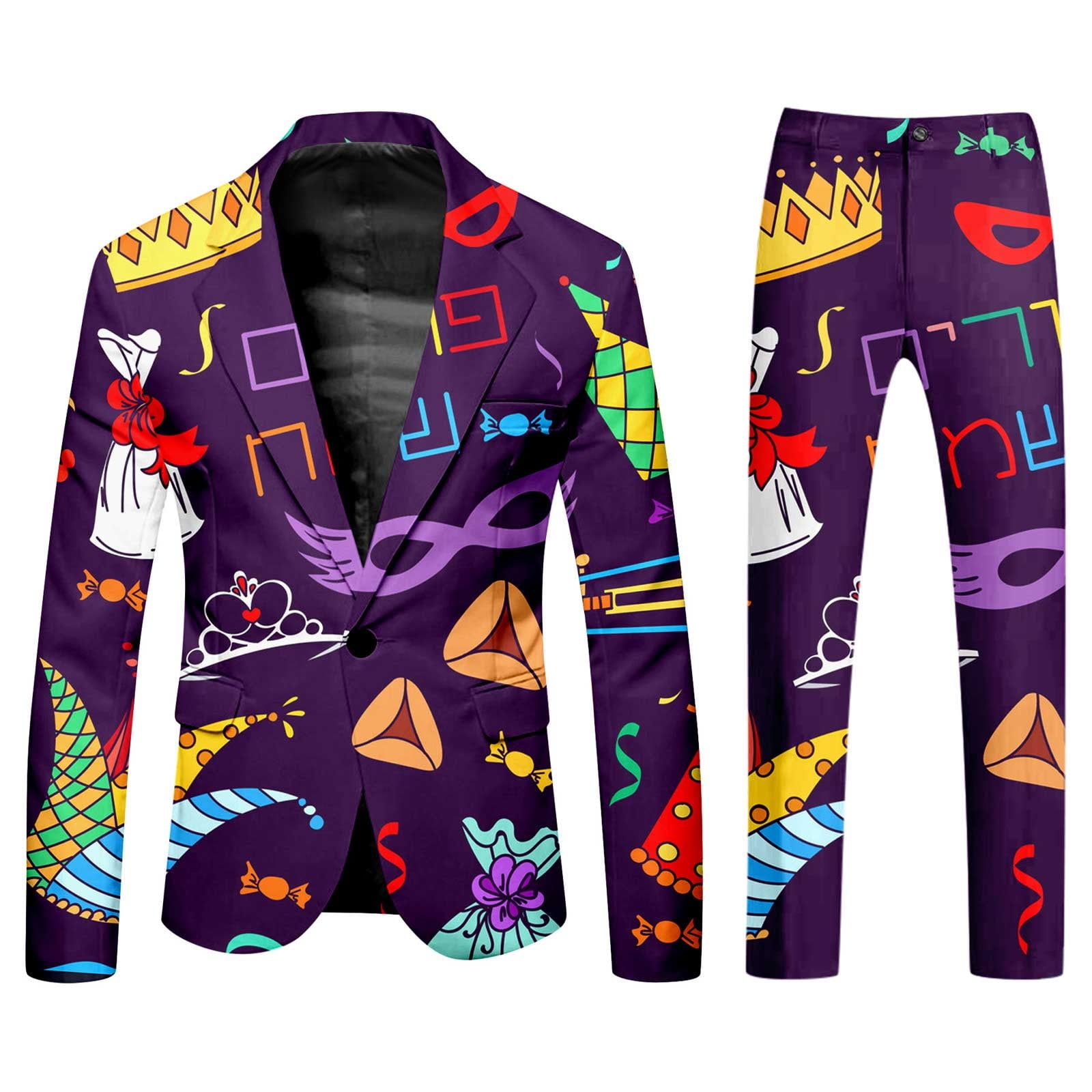 Valora Men's Suit Ensemble for Formal Carnival Events All Print Purple ...