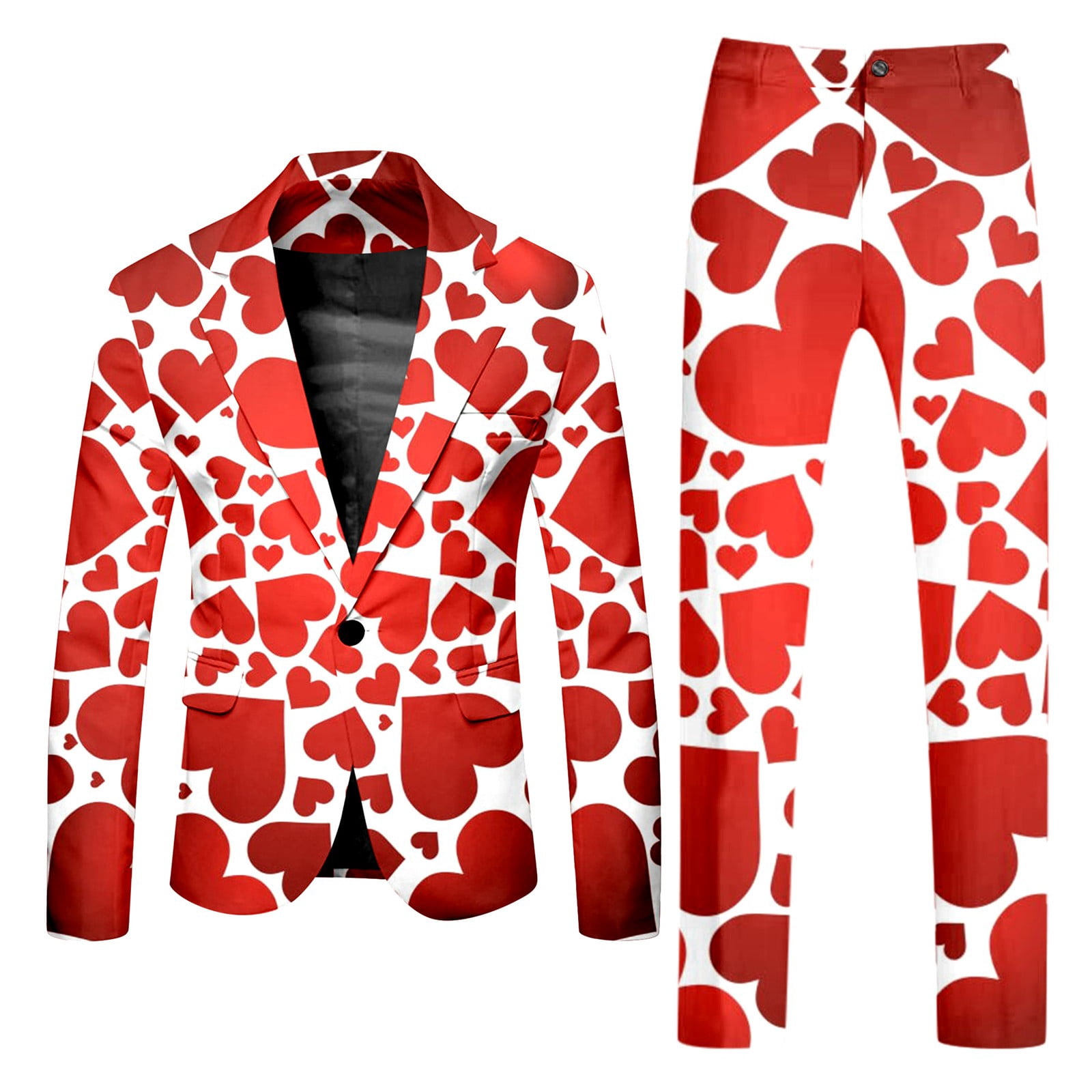 Valora Men's Suit Two Piece Long Sleeve Coat and Pants Set with Printed ...