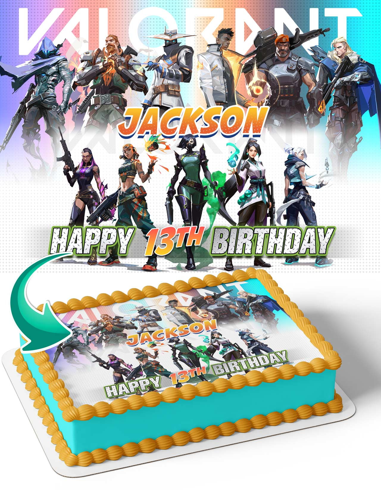 Personalized Valorant Birthday Cake Topper - Edible Image Sheet Decal ...