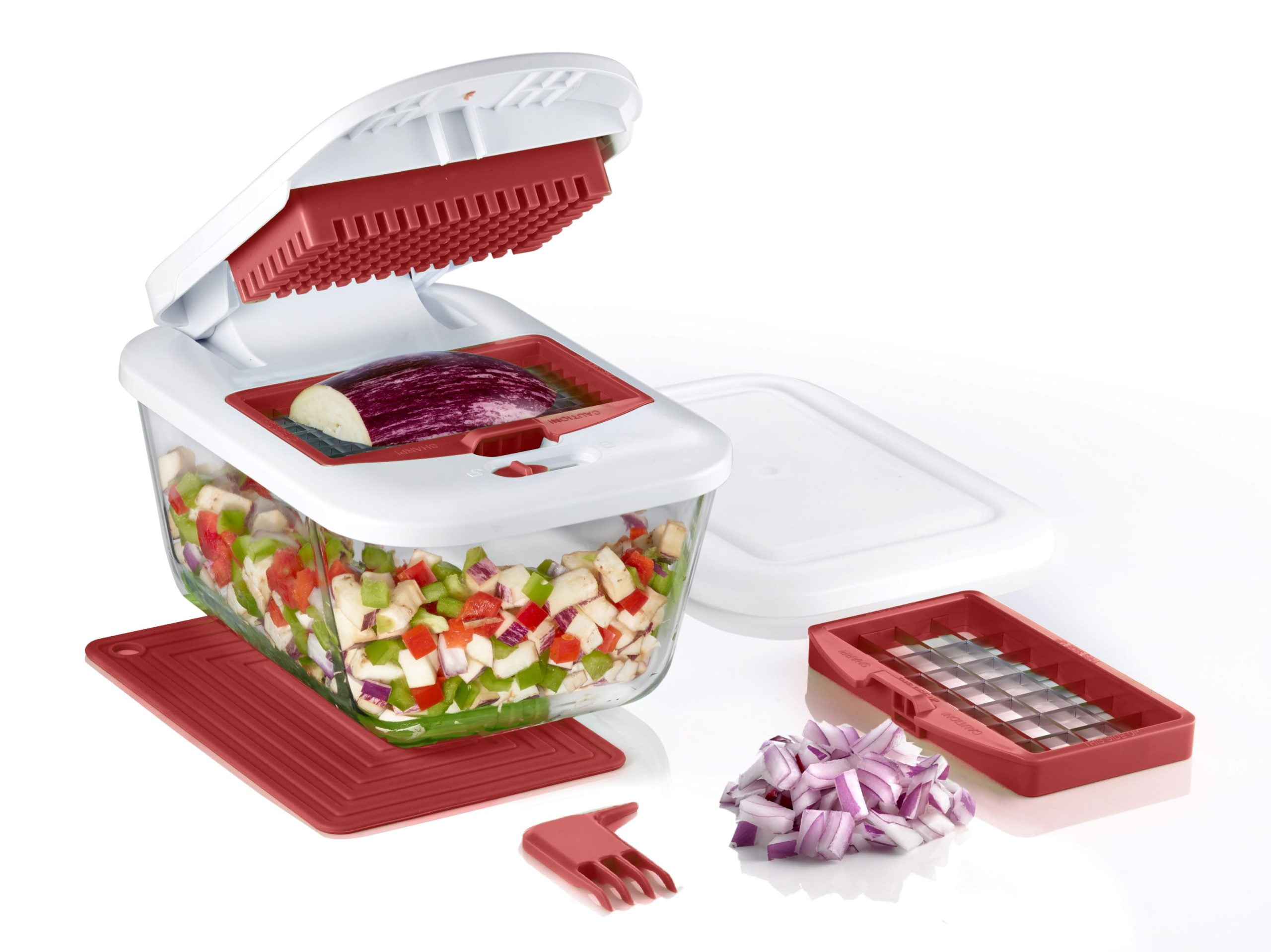 Valore Vegetable Chopper with 11-Cup Glass Baking Dish/Food Container ...