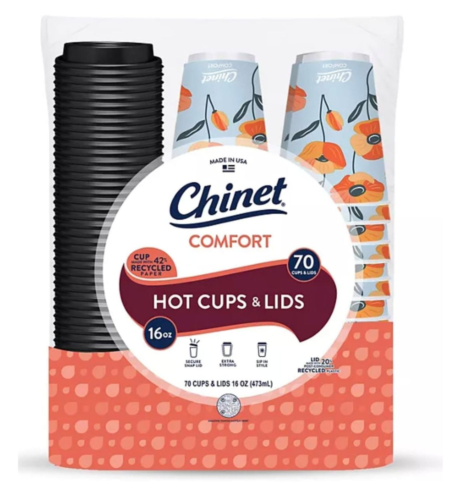 Valpa Comfort Cup and Lids, 16 oz. (70 ct.) Chinet - Walmart.com