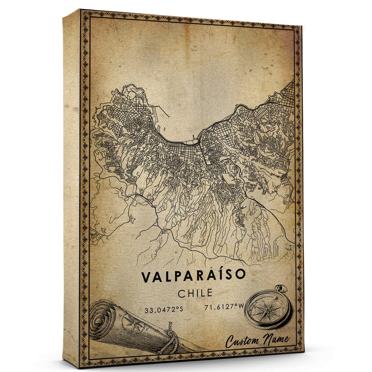 Valparaiso Map Poster, Chile Map Art Poster, Canvas, Valparaiso Map ...
