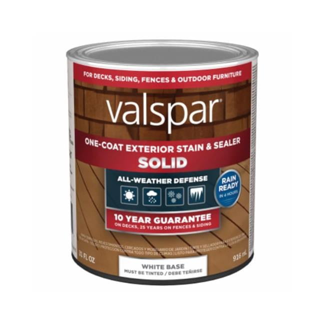 Valspar 136186 1 qt. White Base One-Coat Solid Exterior Wood Stain ...